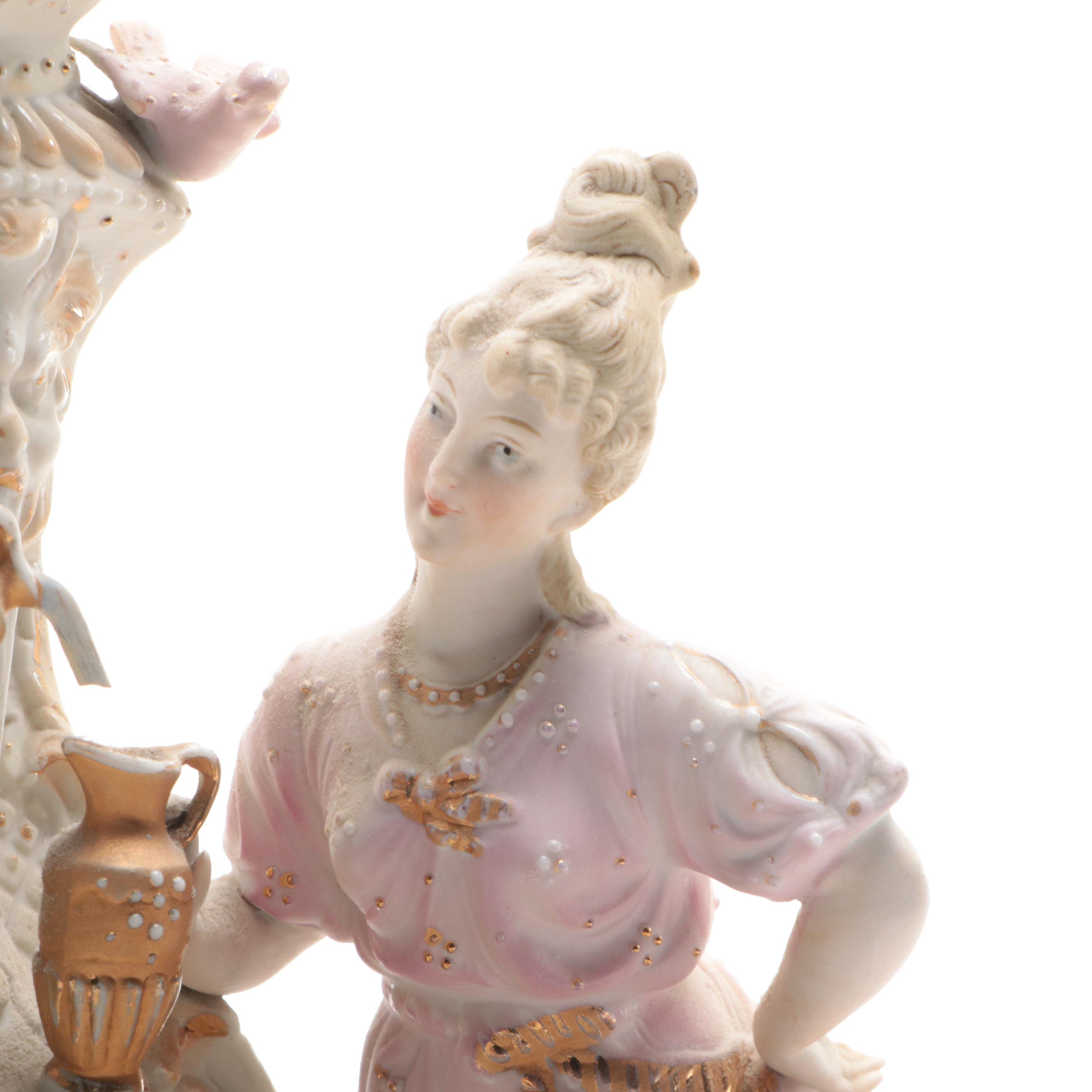 Rococo Style Gilt Bisque Porcelain Figural Vases | EBTH