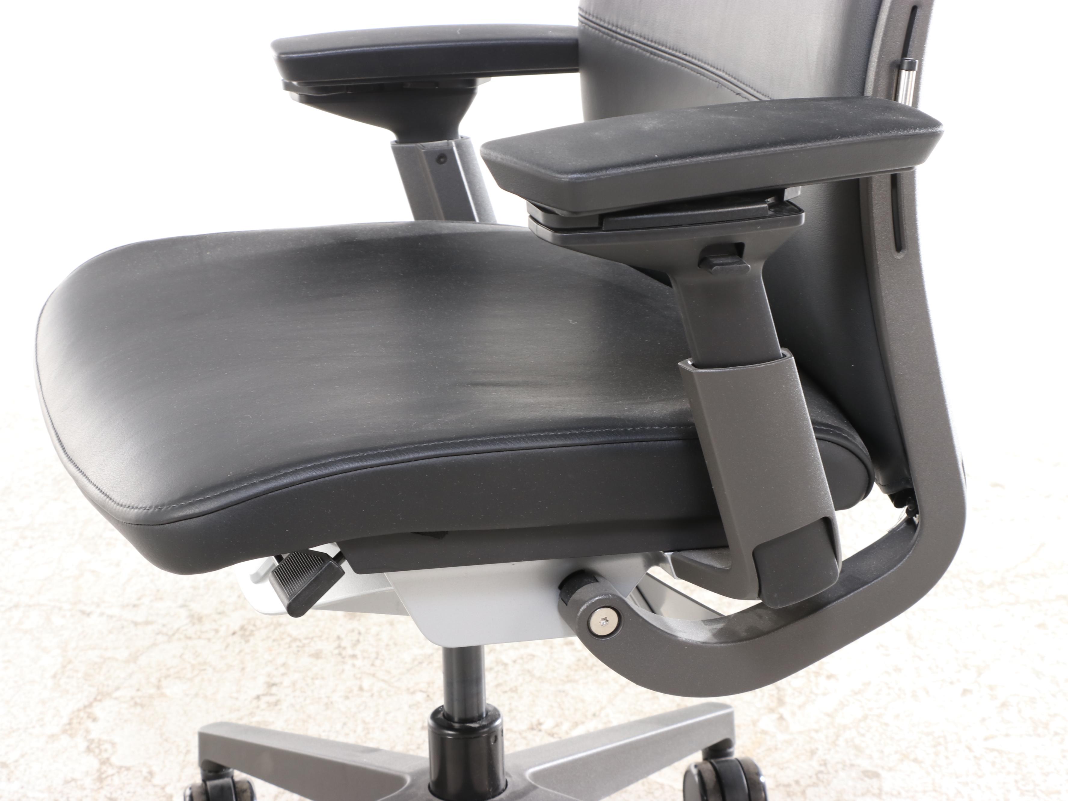 Contemporary Glass Top Desk with Steelcase Office Chair | Everything ...