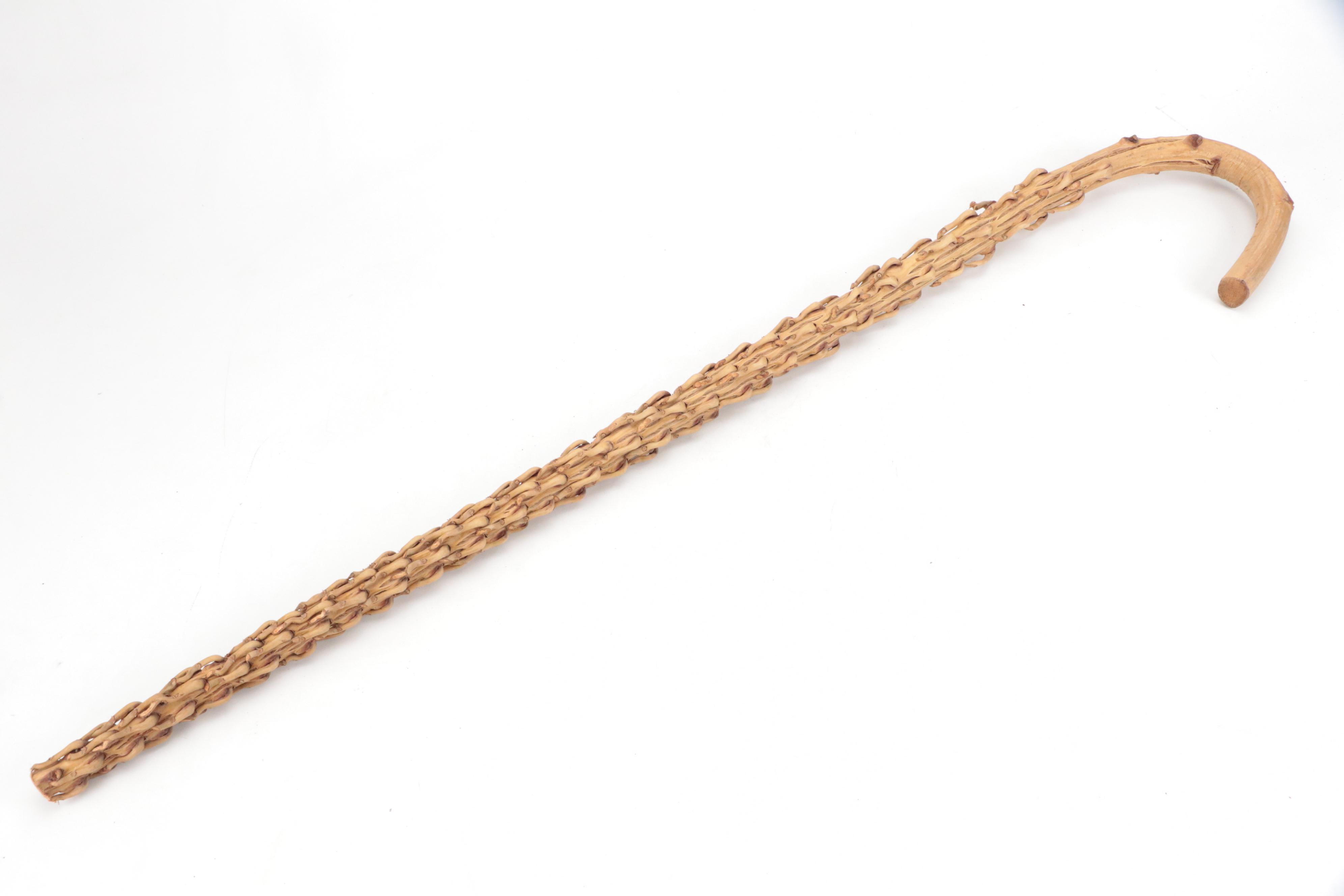 Palm Tree Cane, Natural Bark Finish Cane and Cherry Wood Walking Stick ...