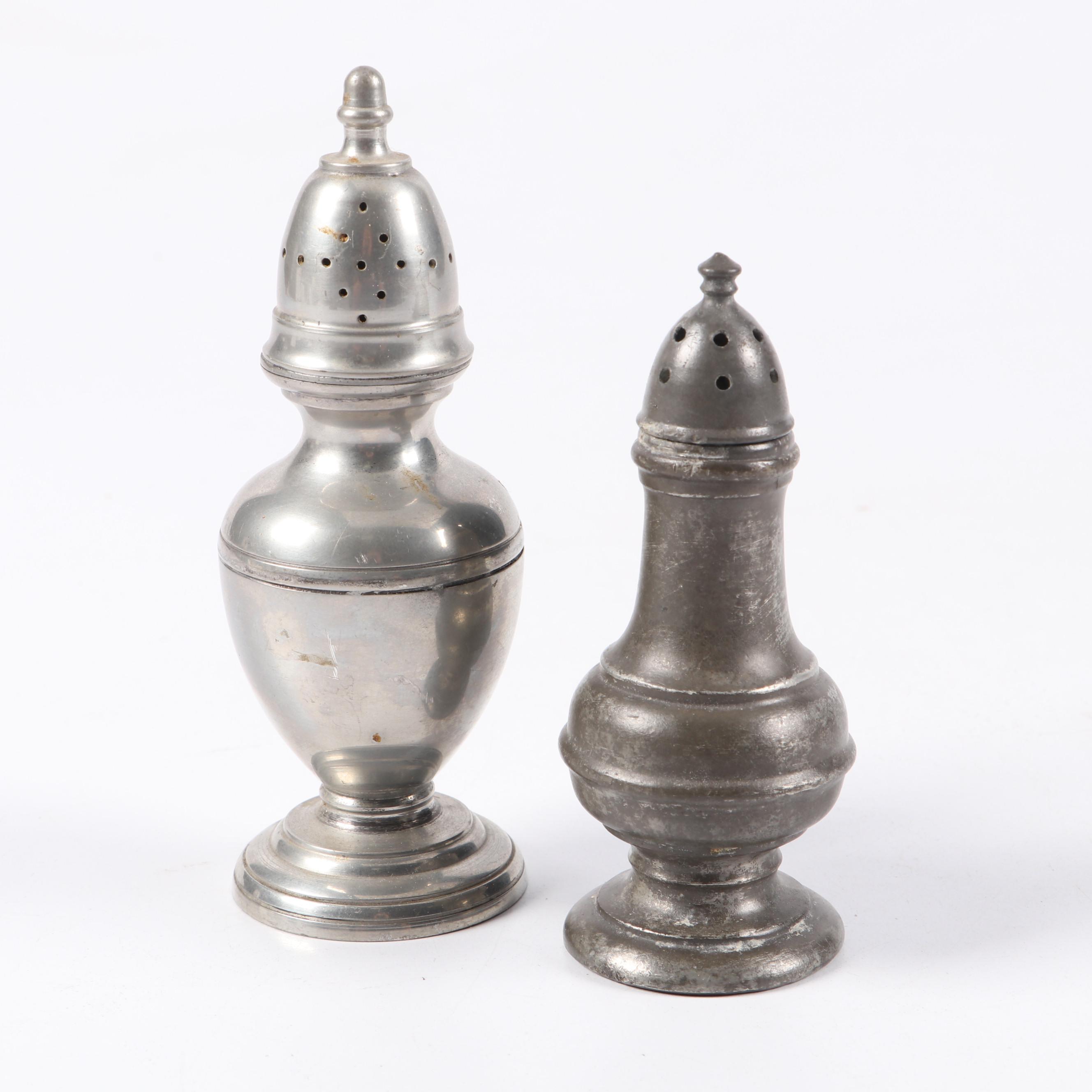 Stieff "Williamsburg" Pewter Salt Dish and Shaker with More Pewter ...
