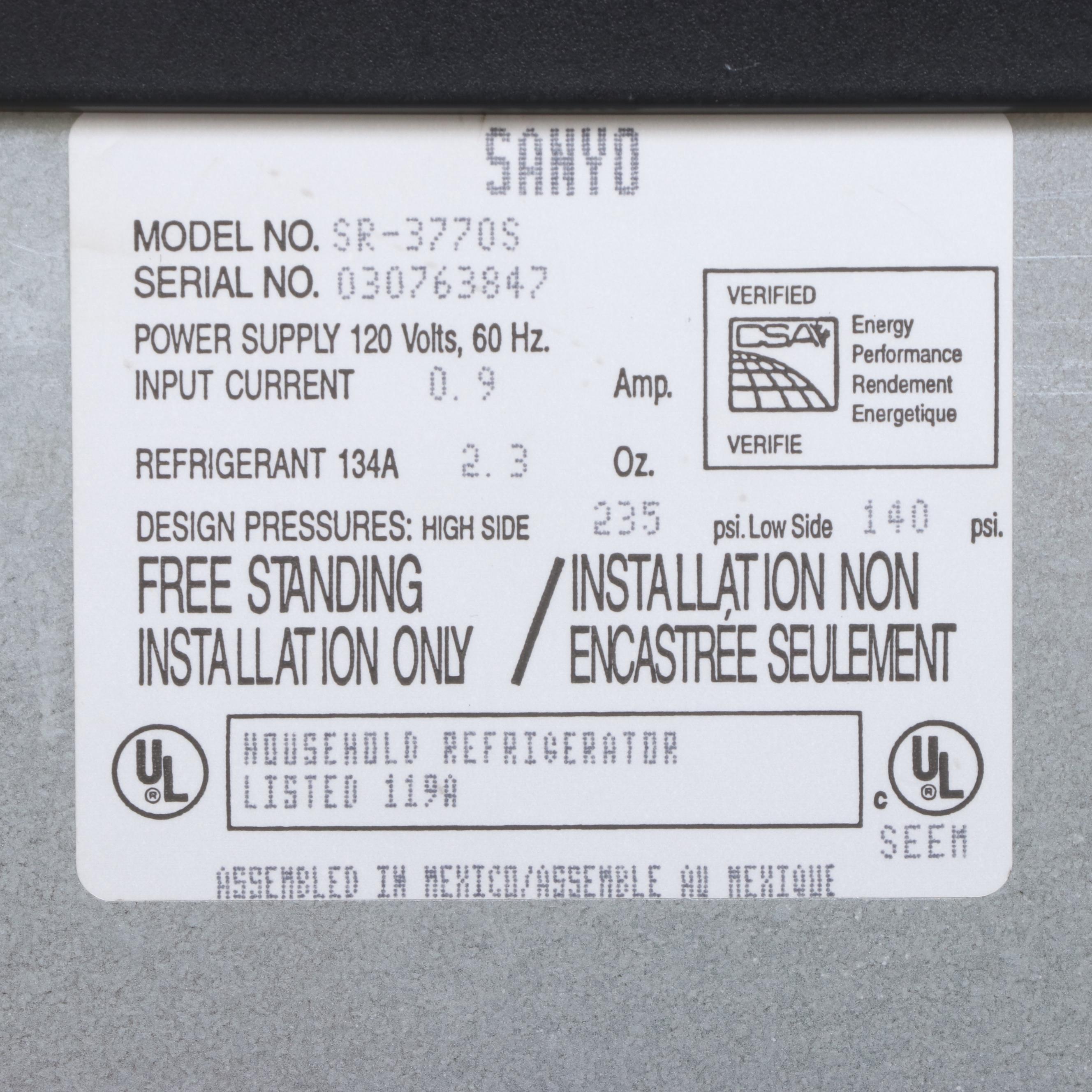 Sanyo 3.7 Cu. Ft. Eclipse Series Stainless Steel Finish Compact ...