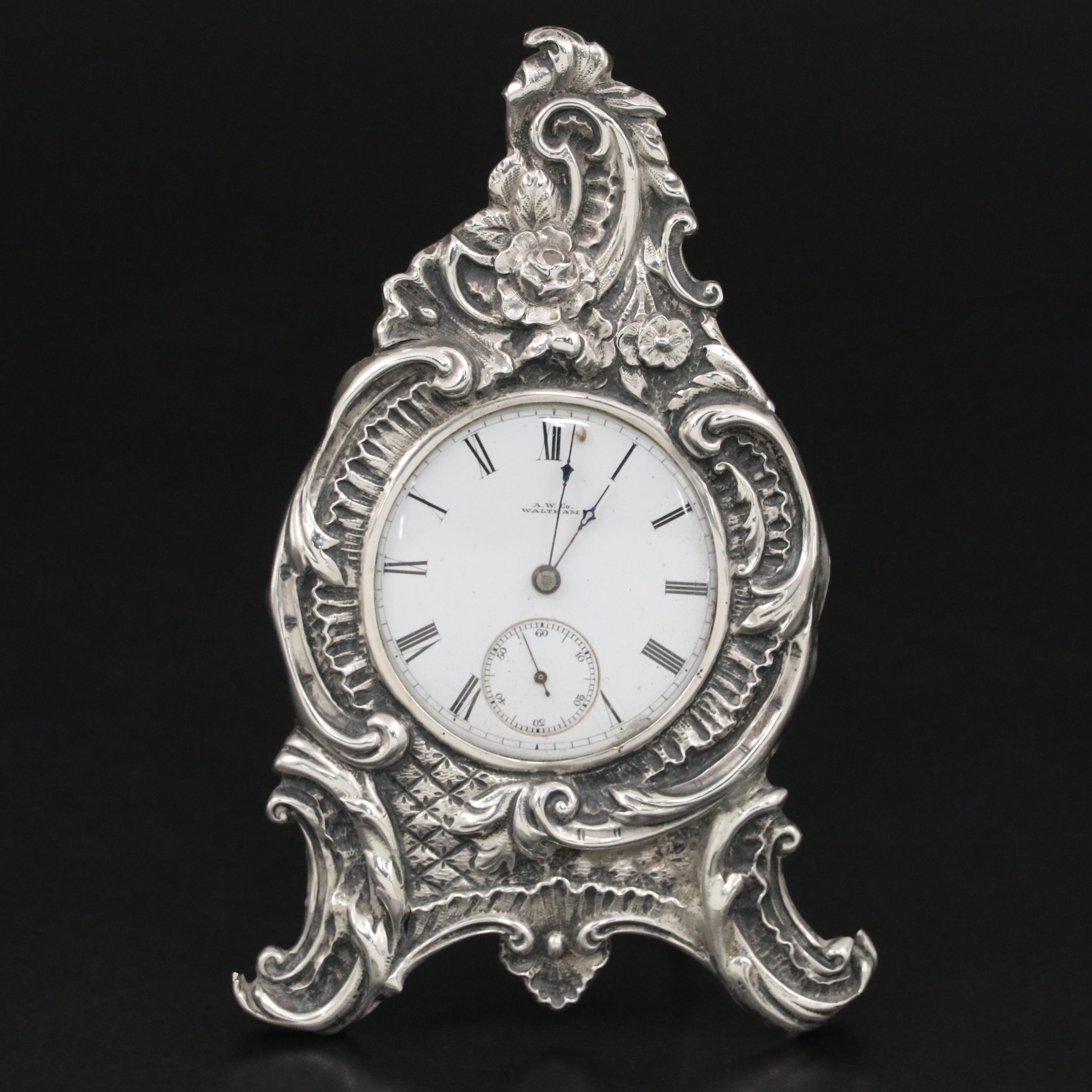 American Waltham Watch Co. Sterling Silver Desk Clock, c. 1878 | EBTH