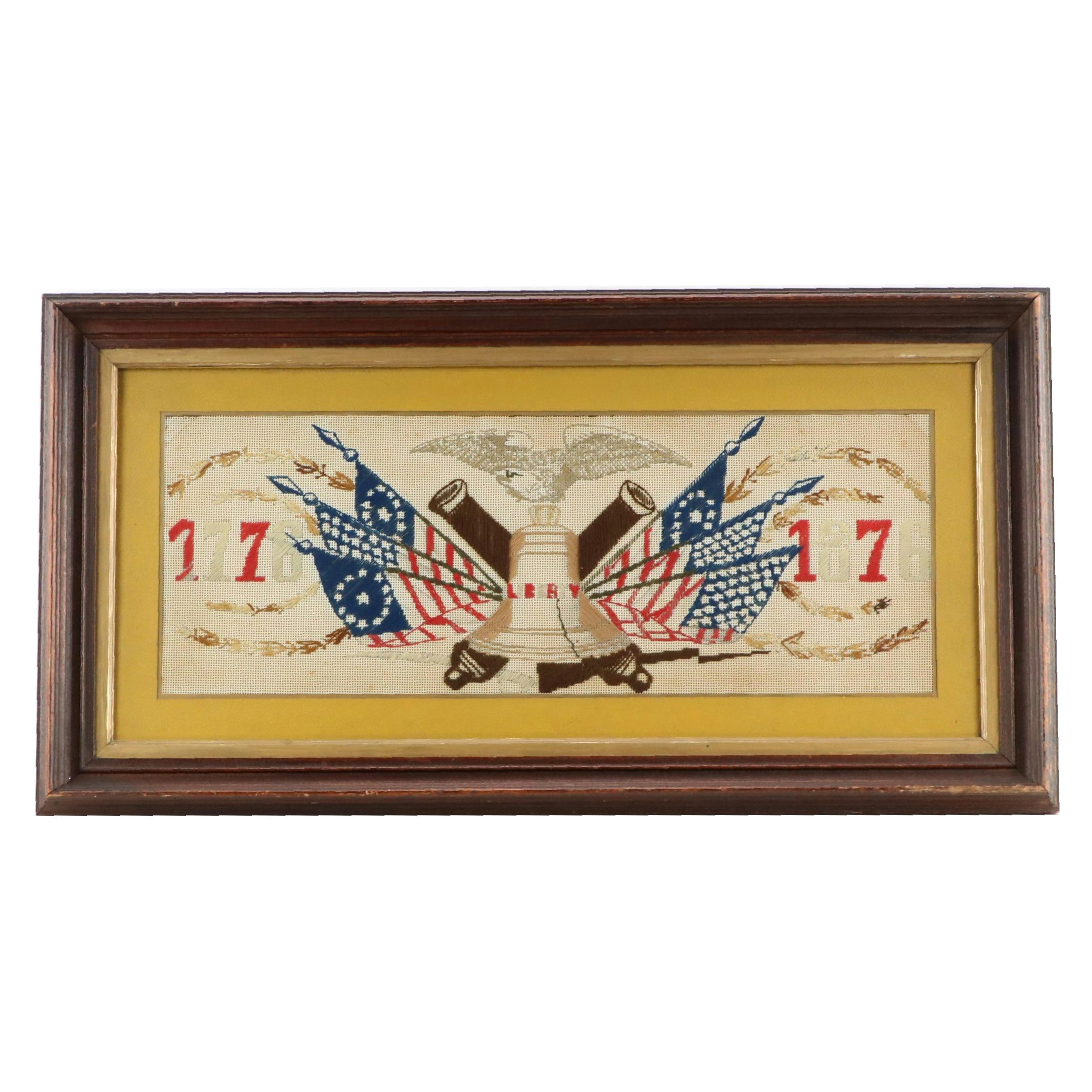 Victorian Paper Punch Centennial-Themed Embroidery Panel, Circa 1876 ...