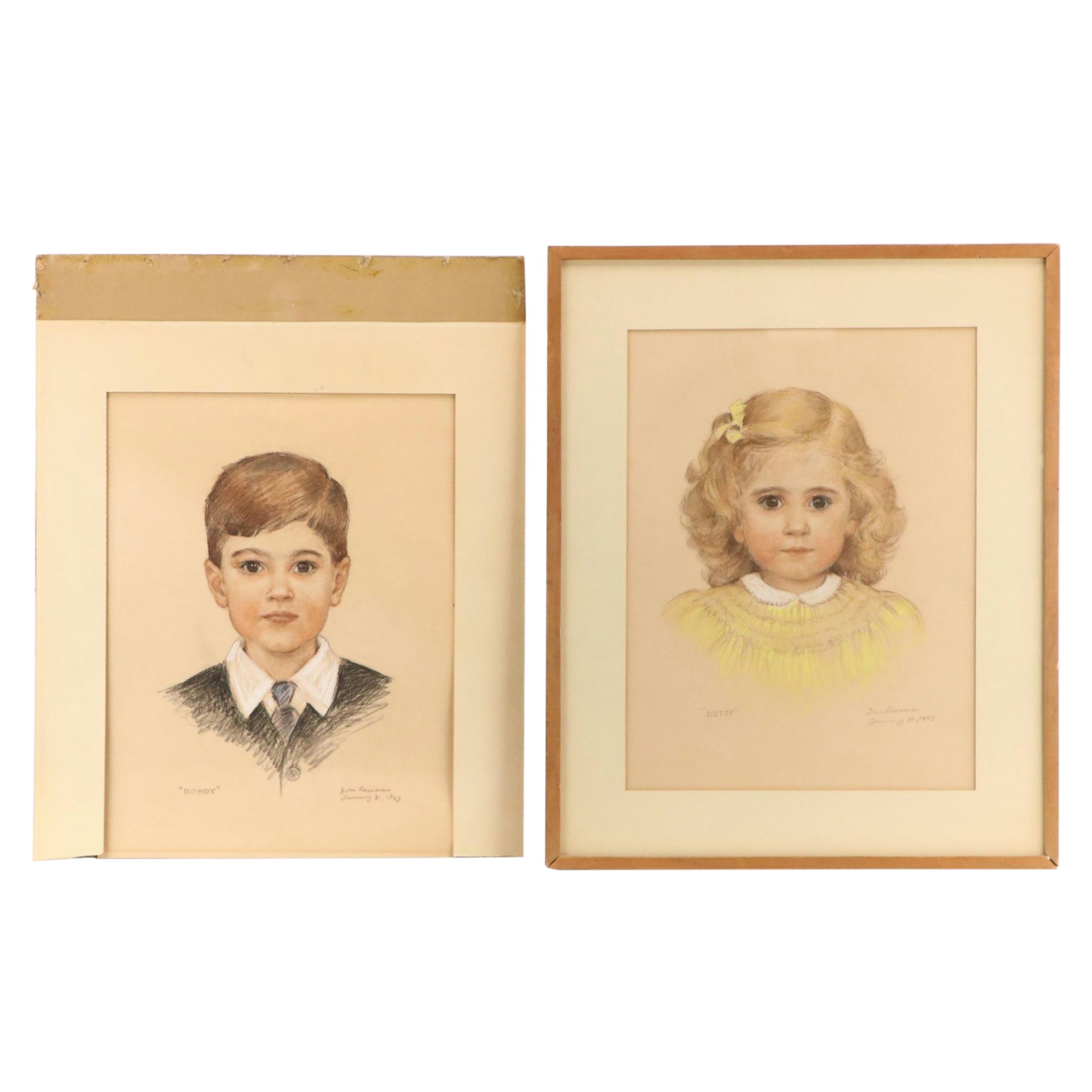 Jean Reasoner Pastel Portraits of Children, 1943 | Everything But The House