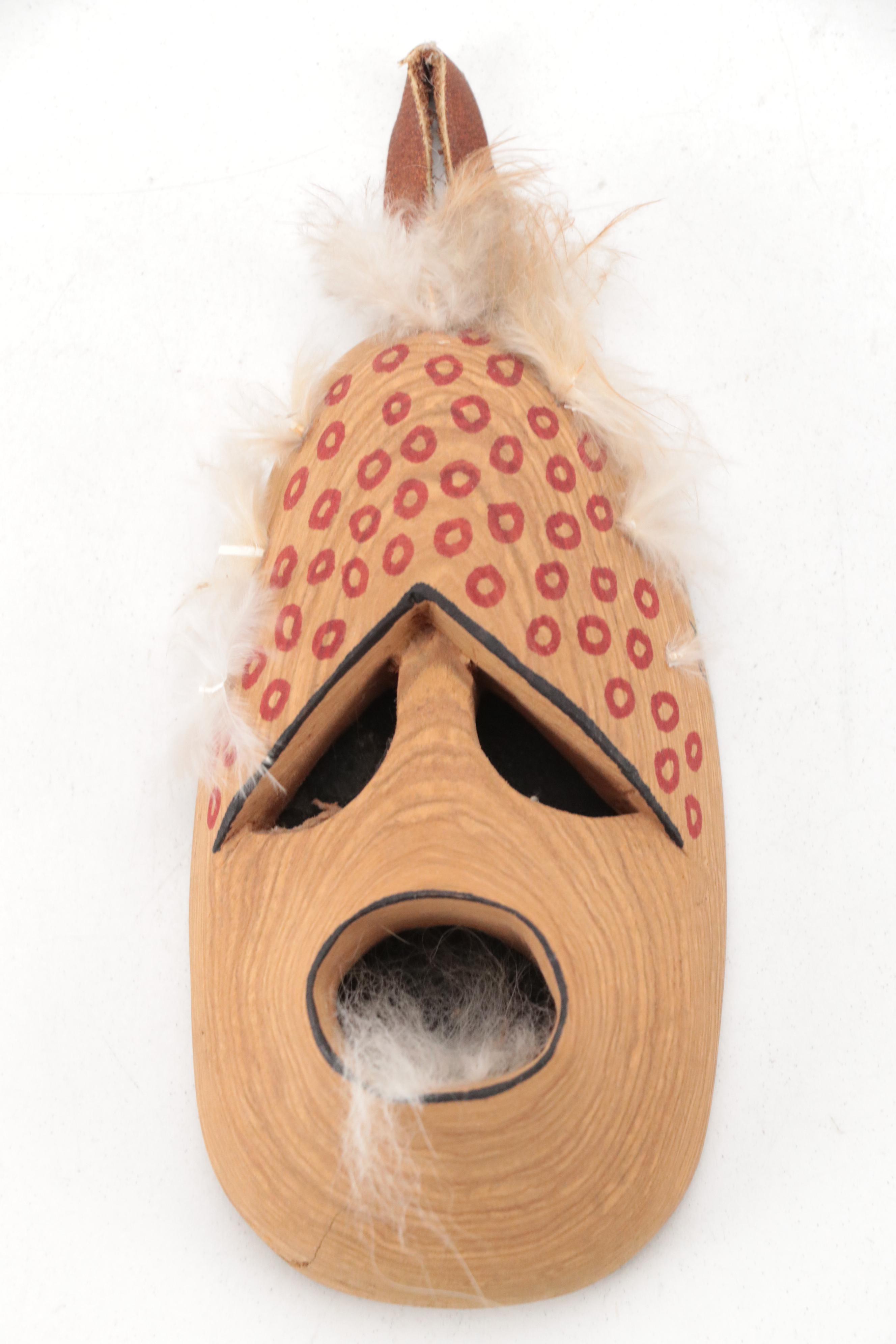 Signed Isleta and Alaskan Native American Folk Art Wood Mask and ...