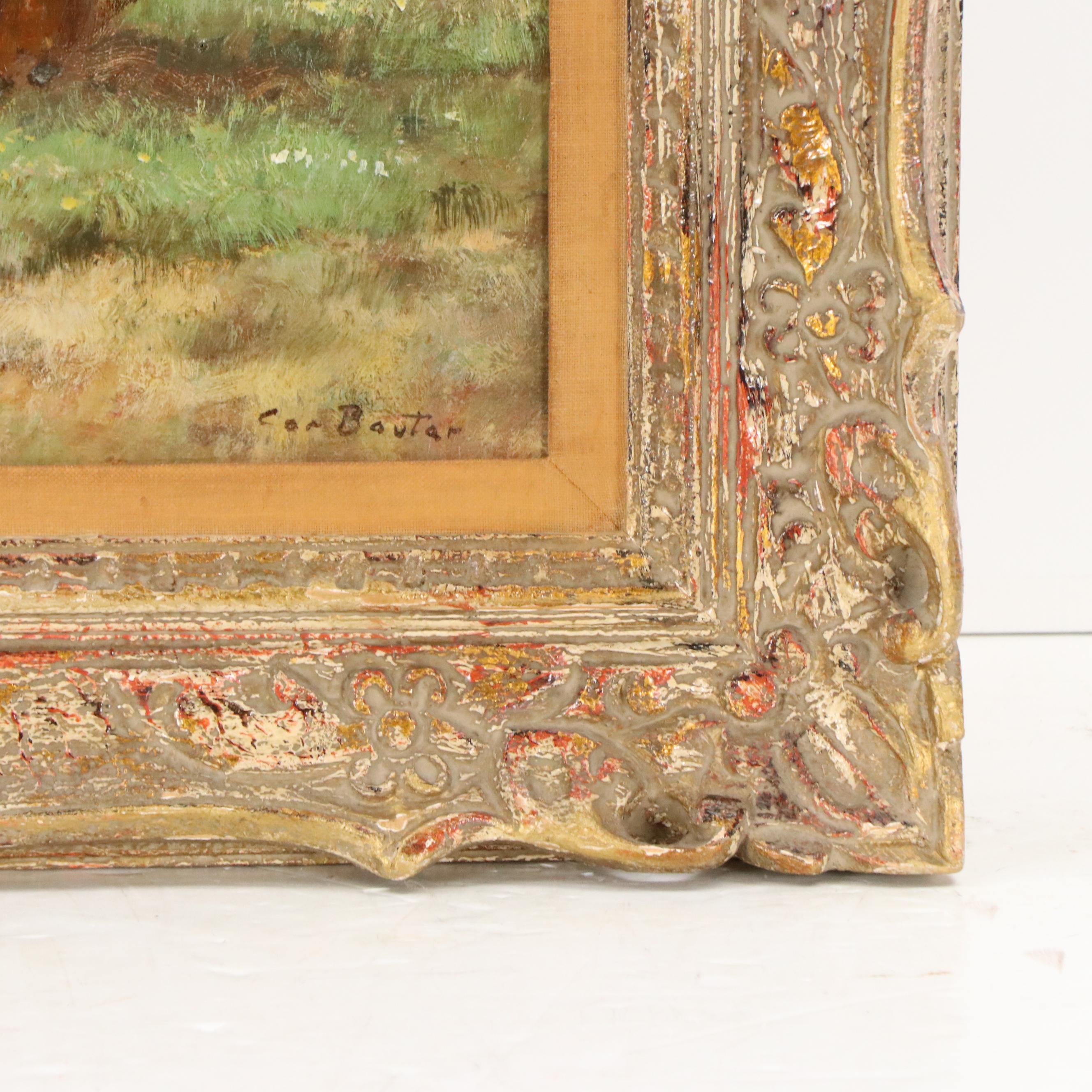 Cornelius Bouter Oil Painting of Children and Goat In Orchard | EBTH