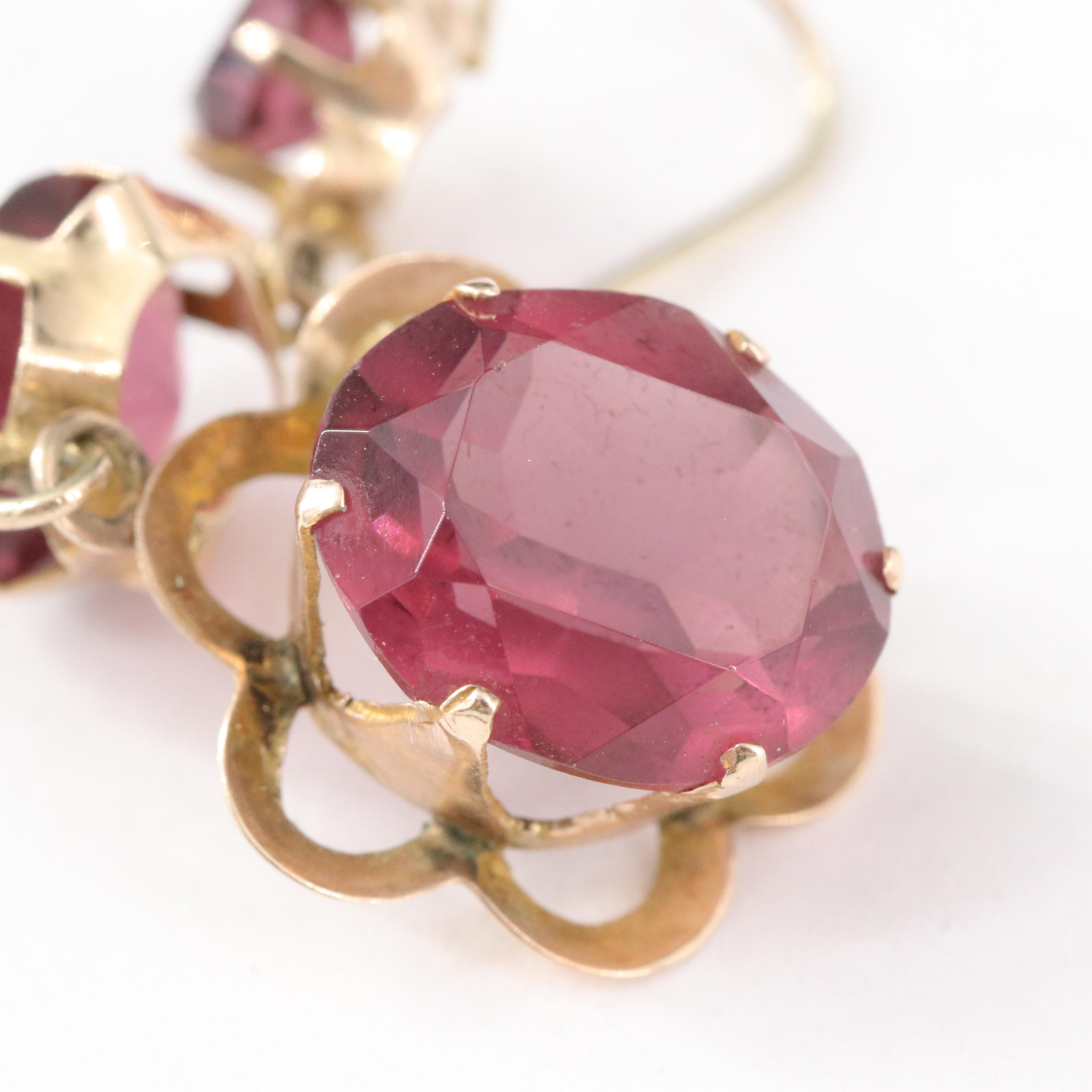 1930s 10K Glass Buttercup Setting Dangle Earrings | Everything But The ...