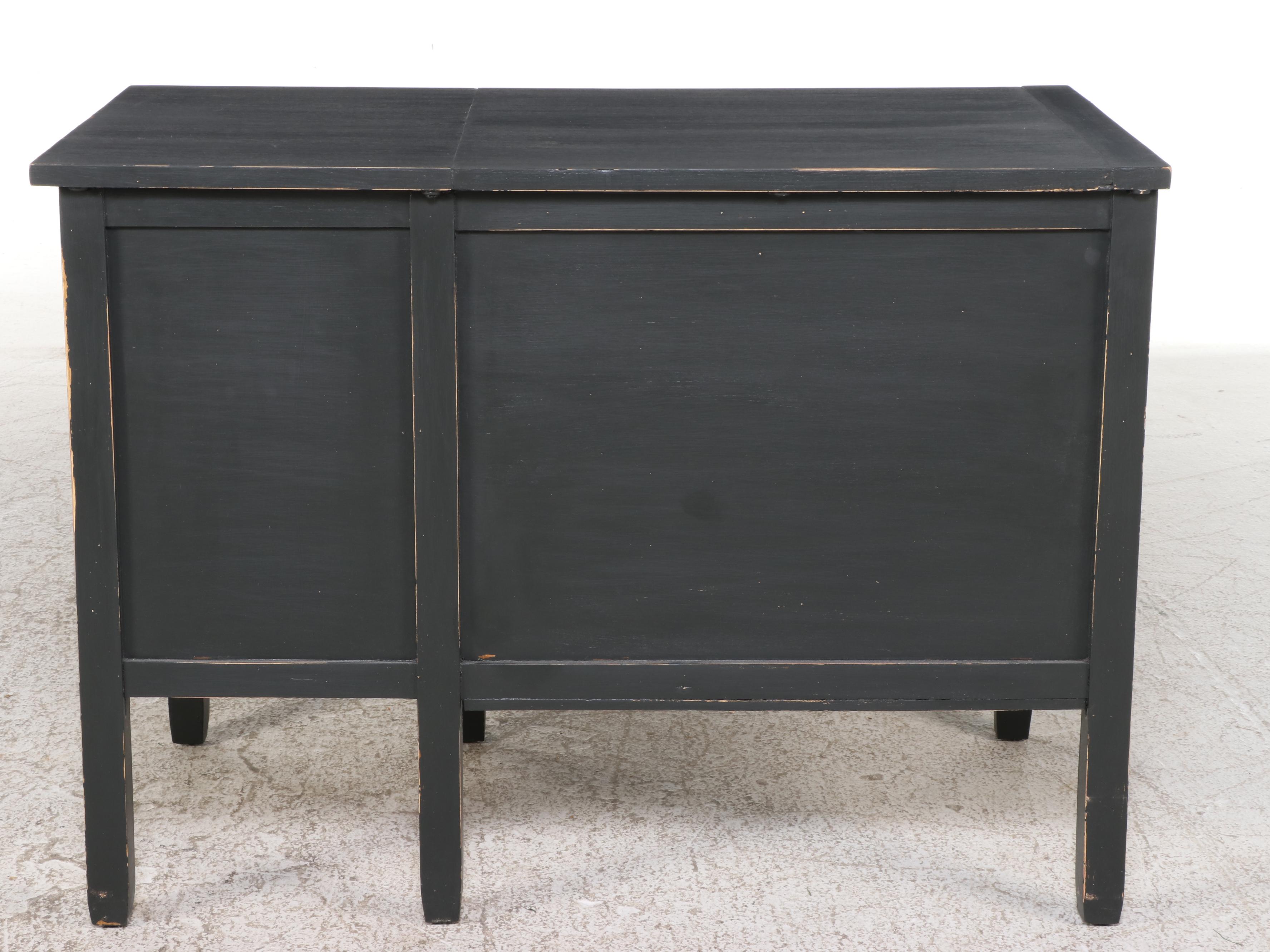 Green-Painted Kneehole Desk with Murphy Quartersawn Oak Swivel-Tilt ...