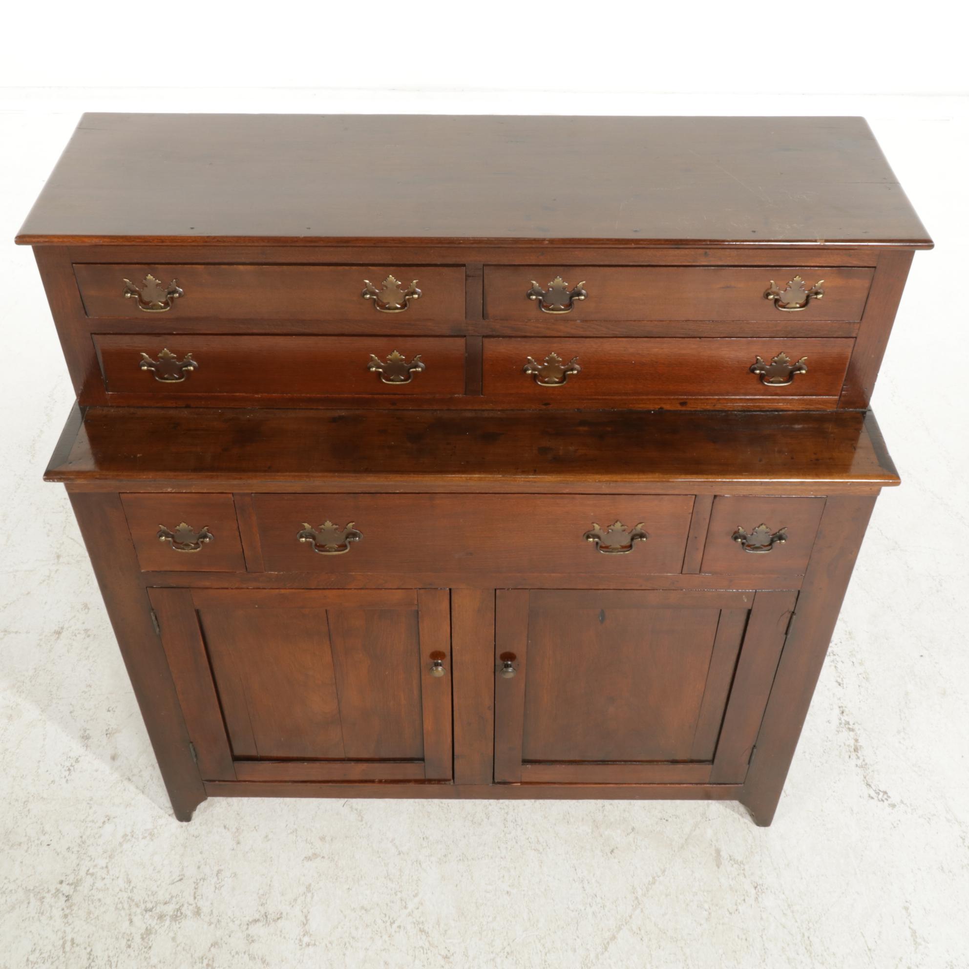 American Primitive Walnut Stepback Sideboard, 19th Century | EBTH