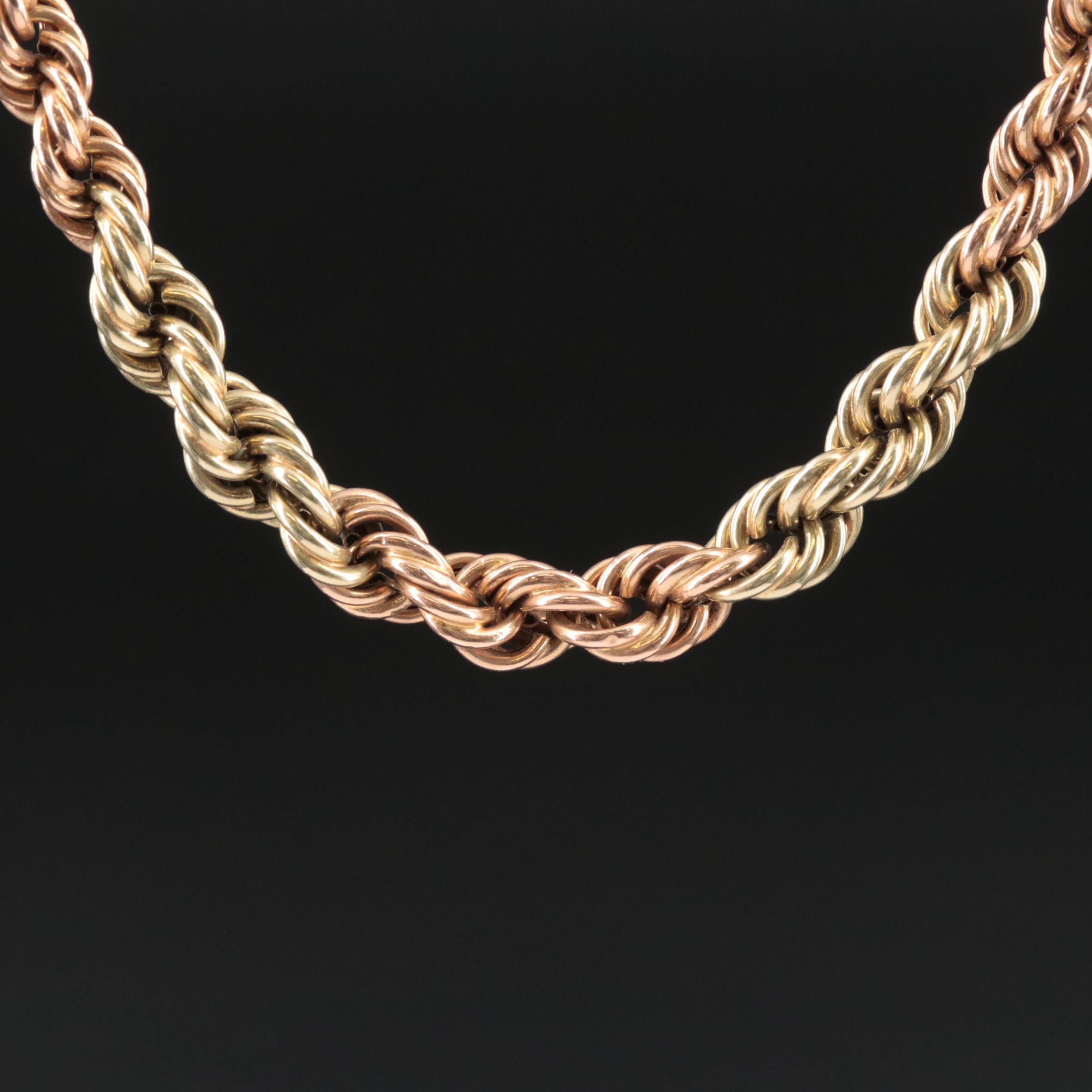 14K Two Tone Graduated Rope Chain Necklace | Everything But The House