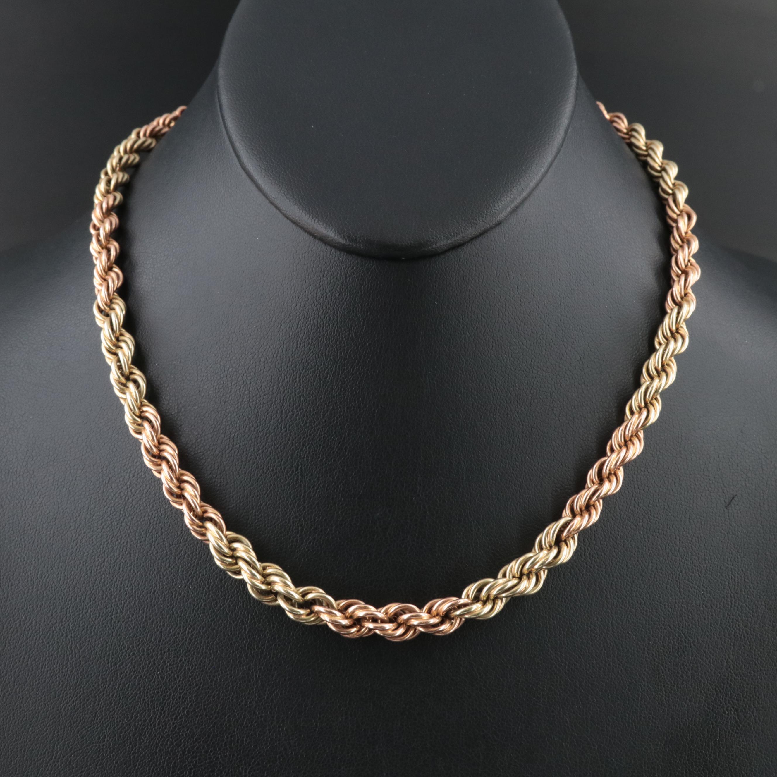 14K Two Tone Graduated Rope Chain Necklace | Everything But The House