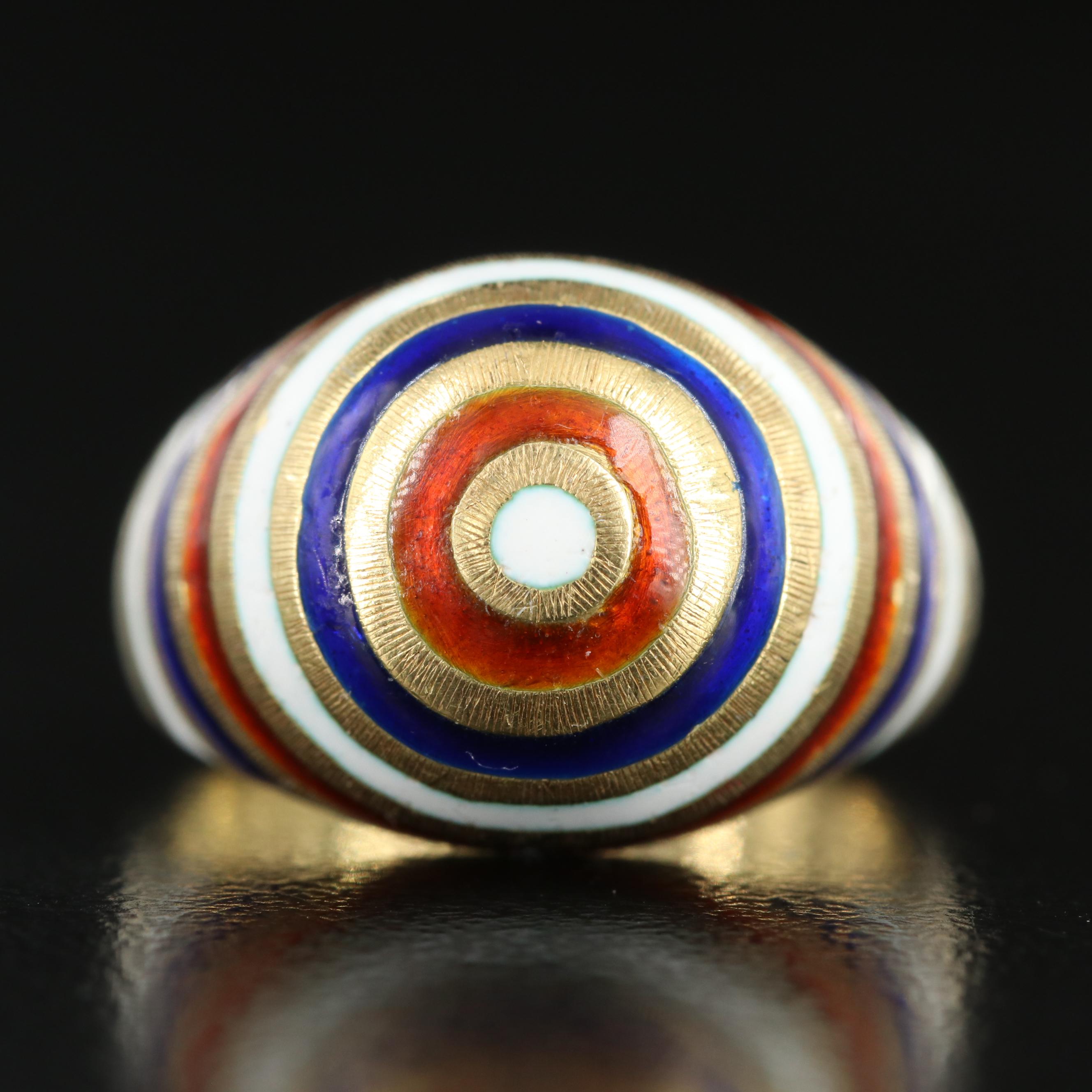 18K Concentric Enamel Dome Ring | EBTH