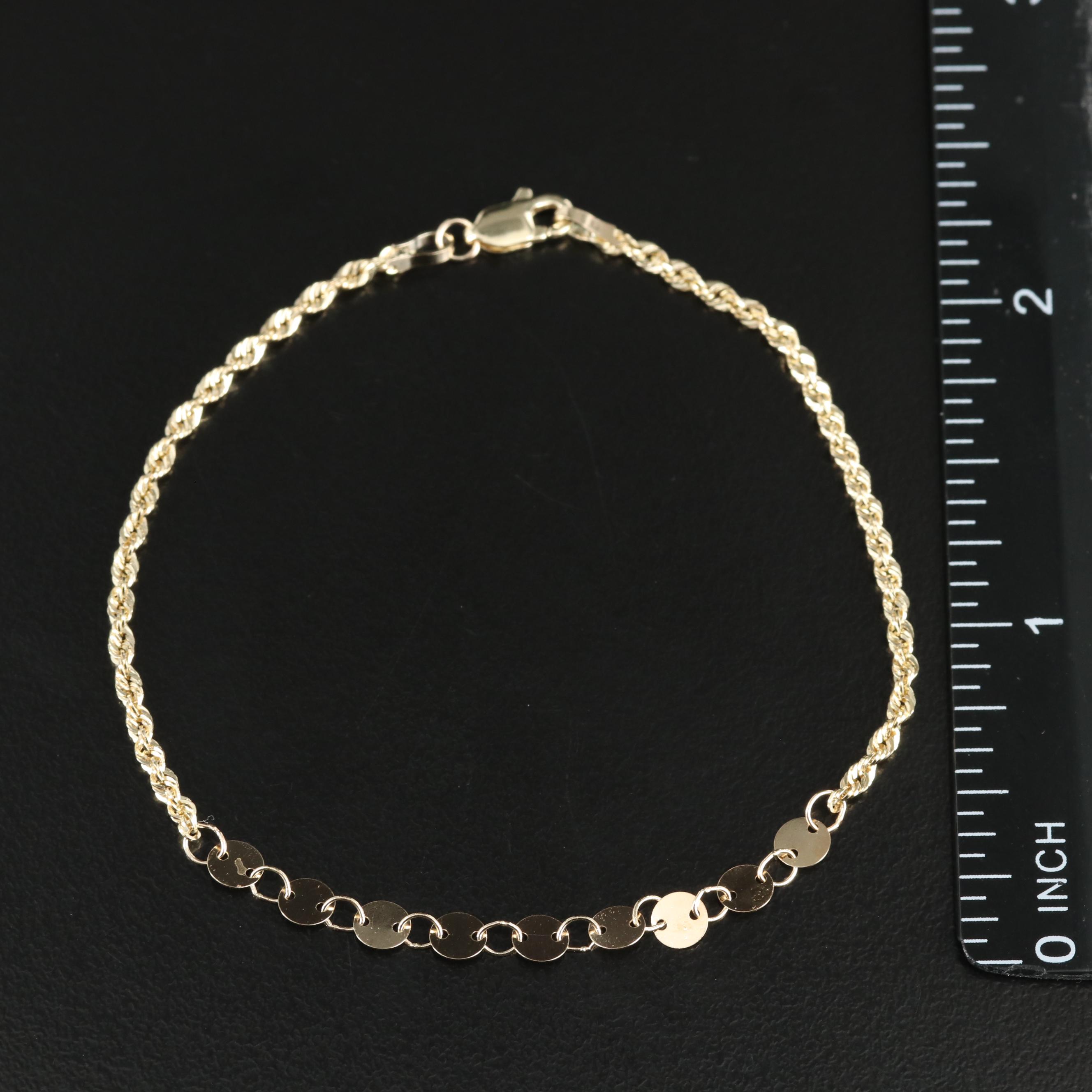 14K Disk and Rope Chain Bracelet | Everything But The House