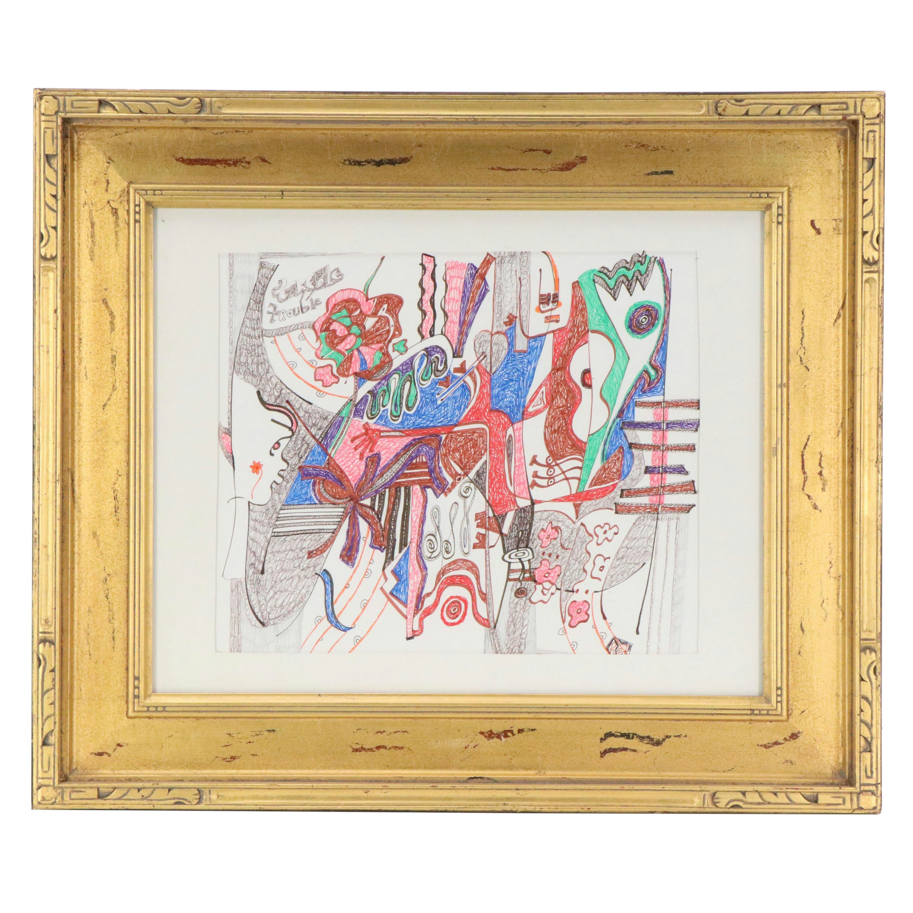 Phyllis Trager Hyman Abstract Mixed Media Drawing | EBTH