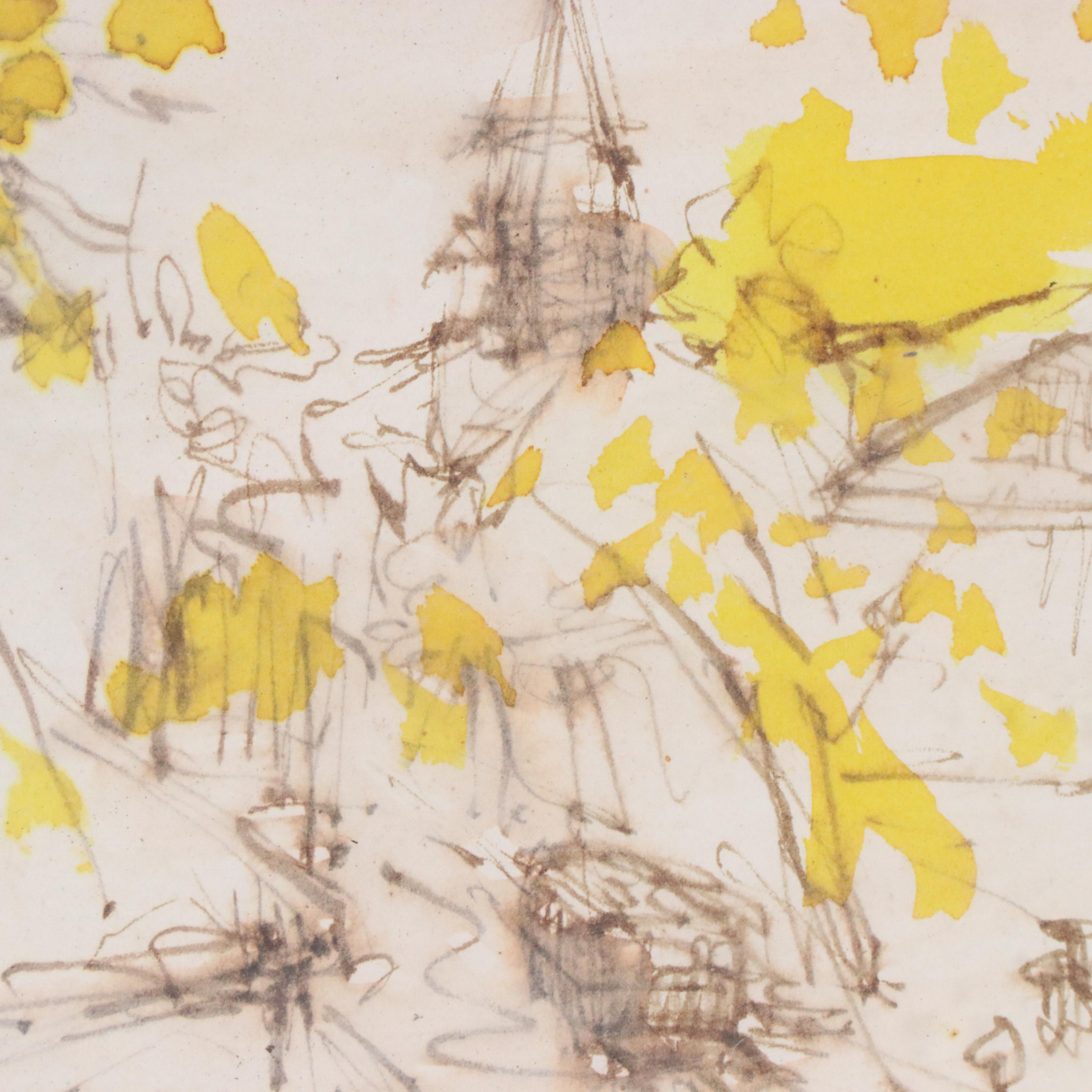 A. B. Jackson Abstract Landscape Watercolor Painting "From the Studio ...