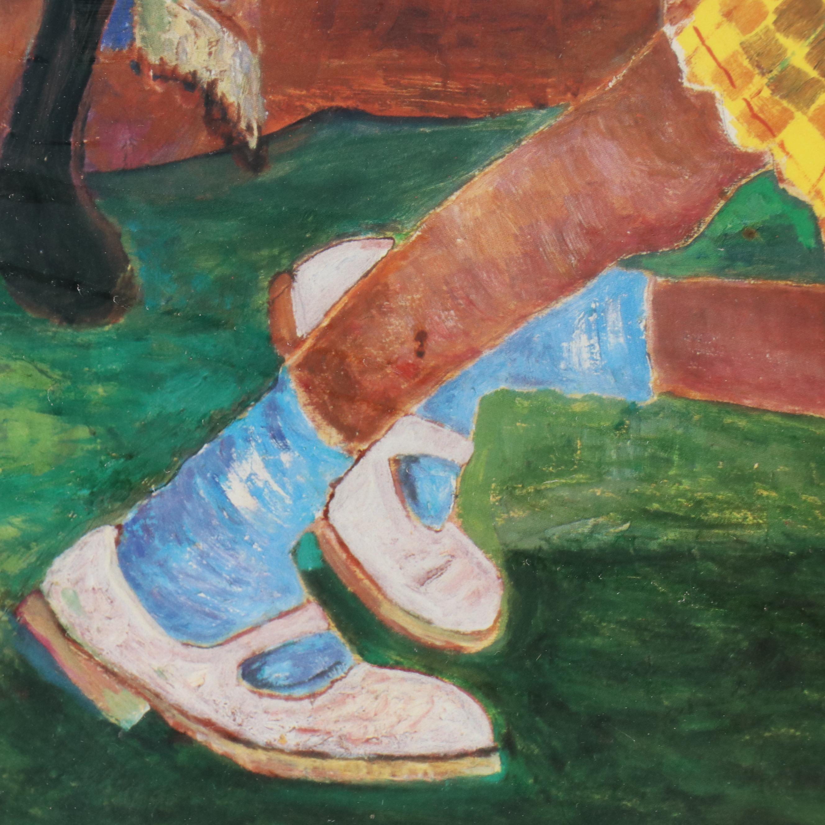 After Palmer Hayden Offset Lithograph of Figural Genre Scene, Late 20th ...