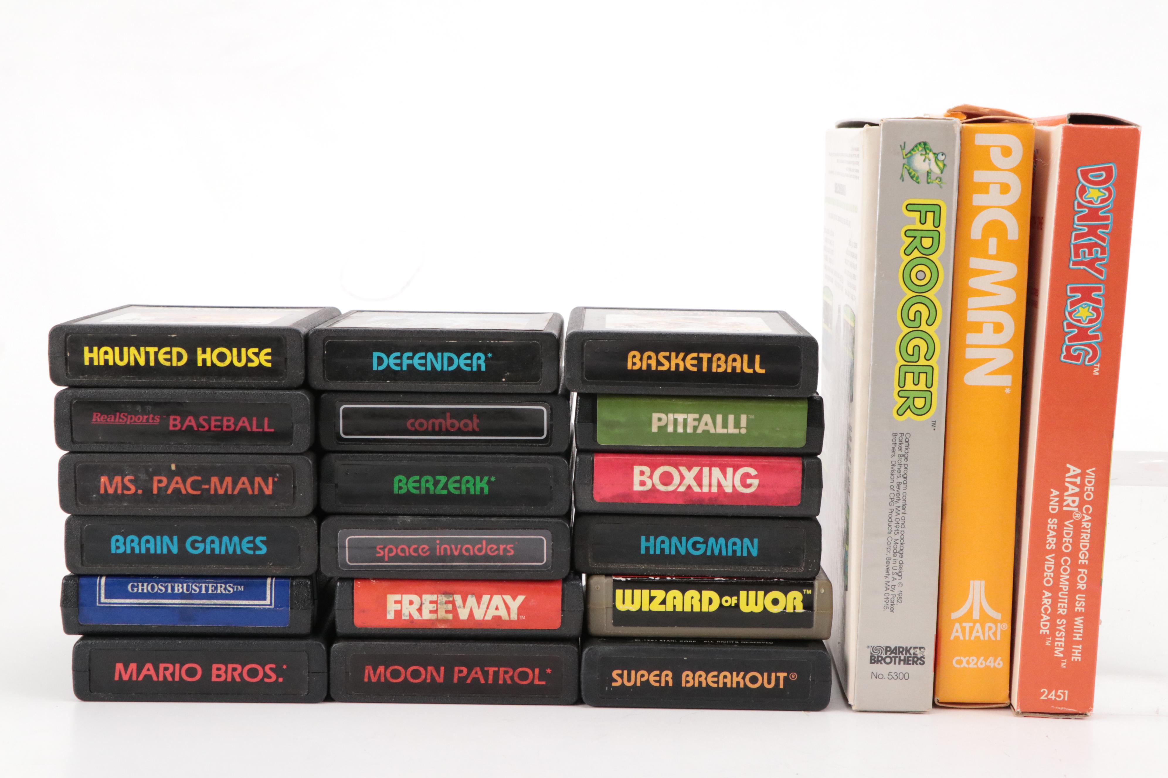 Atari 2600 Console with "Donkey Kong", "Frogger", "Pac-Man", and More ...