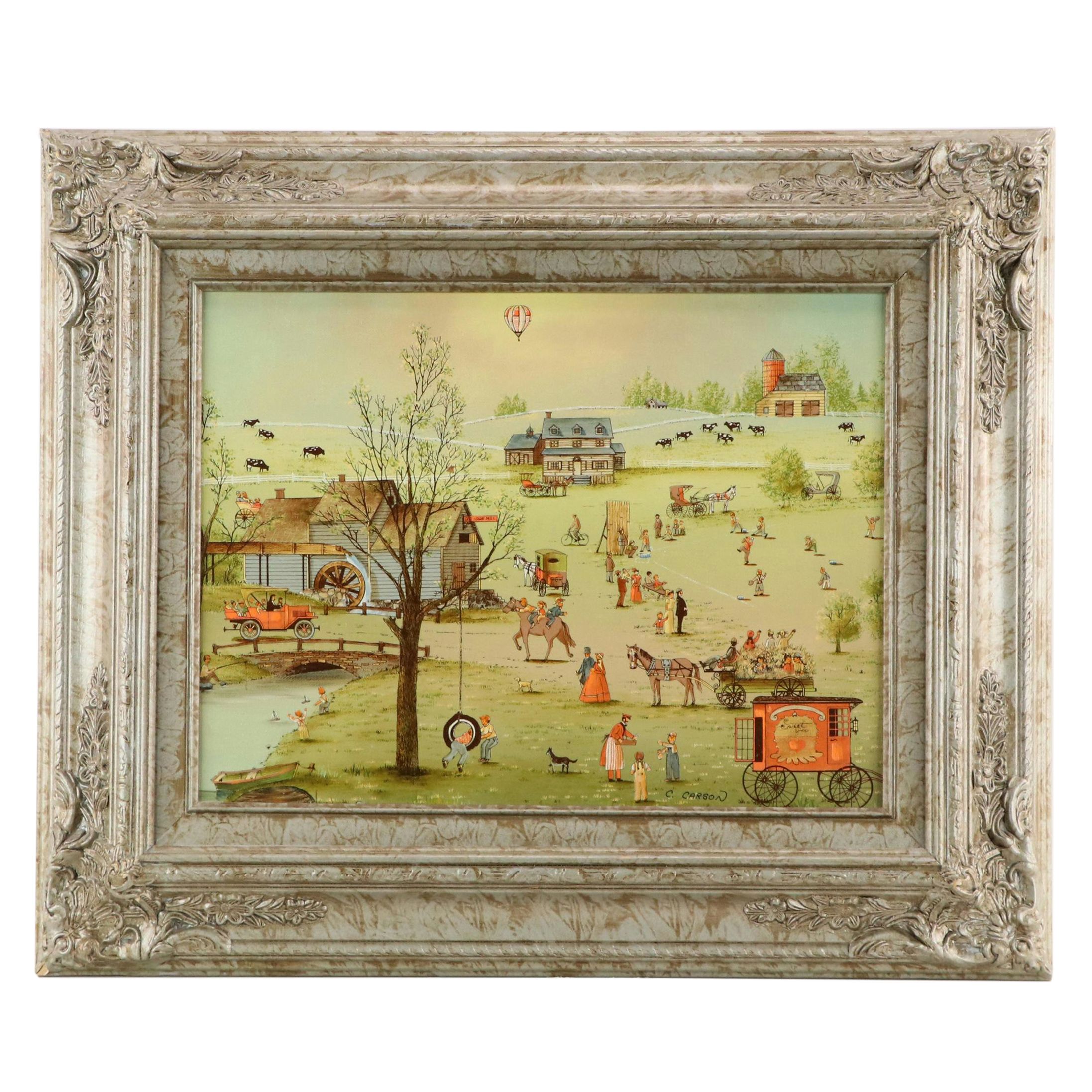 C. Carson Serigraph of Village Scene | Everything But The House
