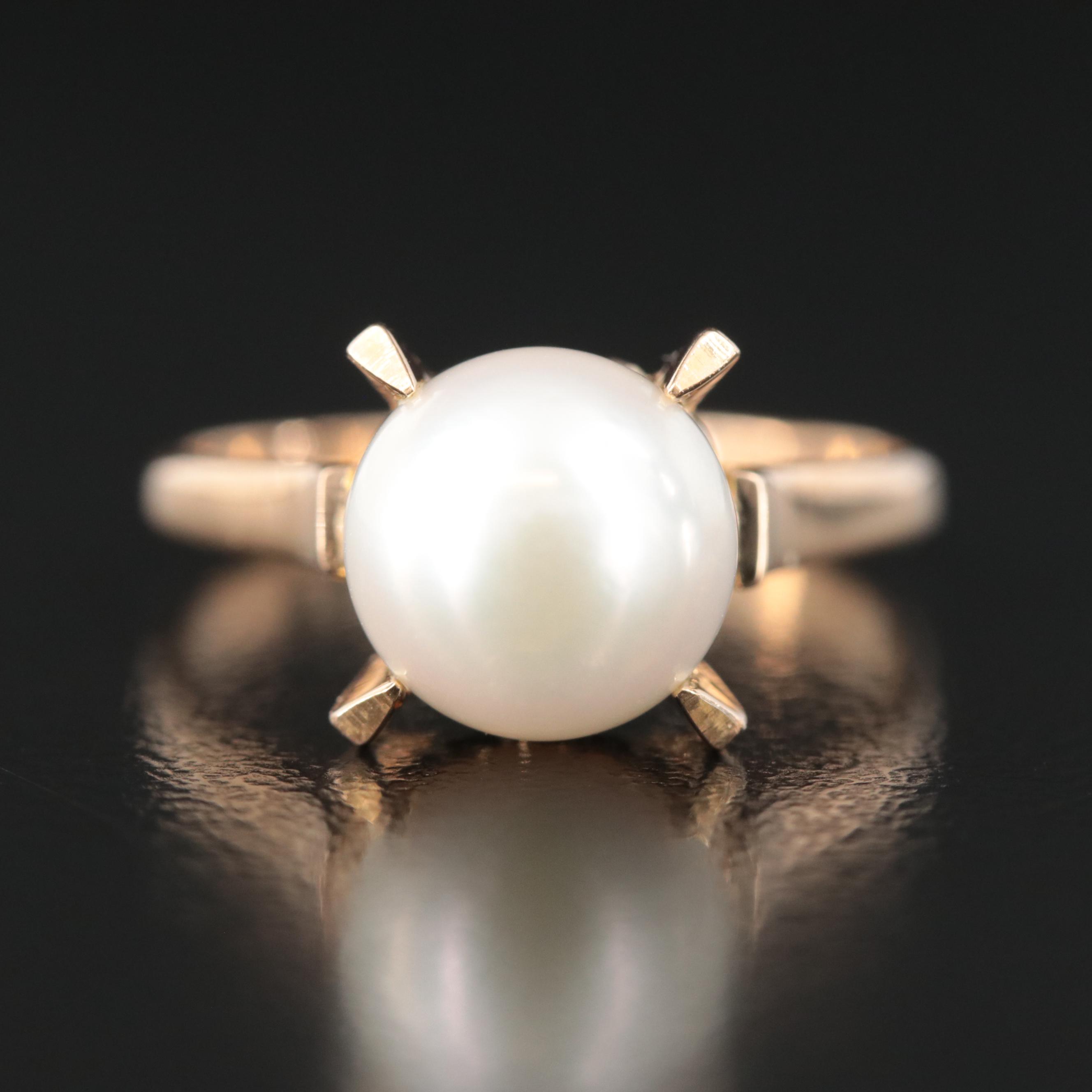 18K Pearl Solitaire Ring | EBTH
