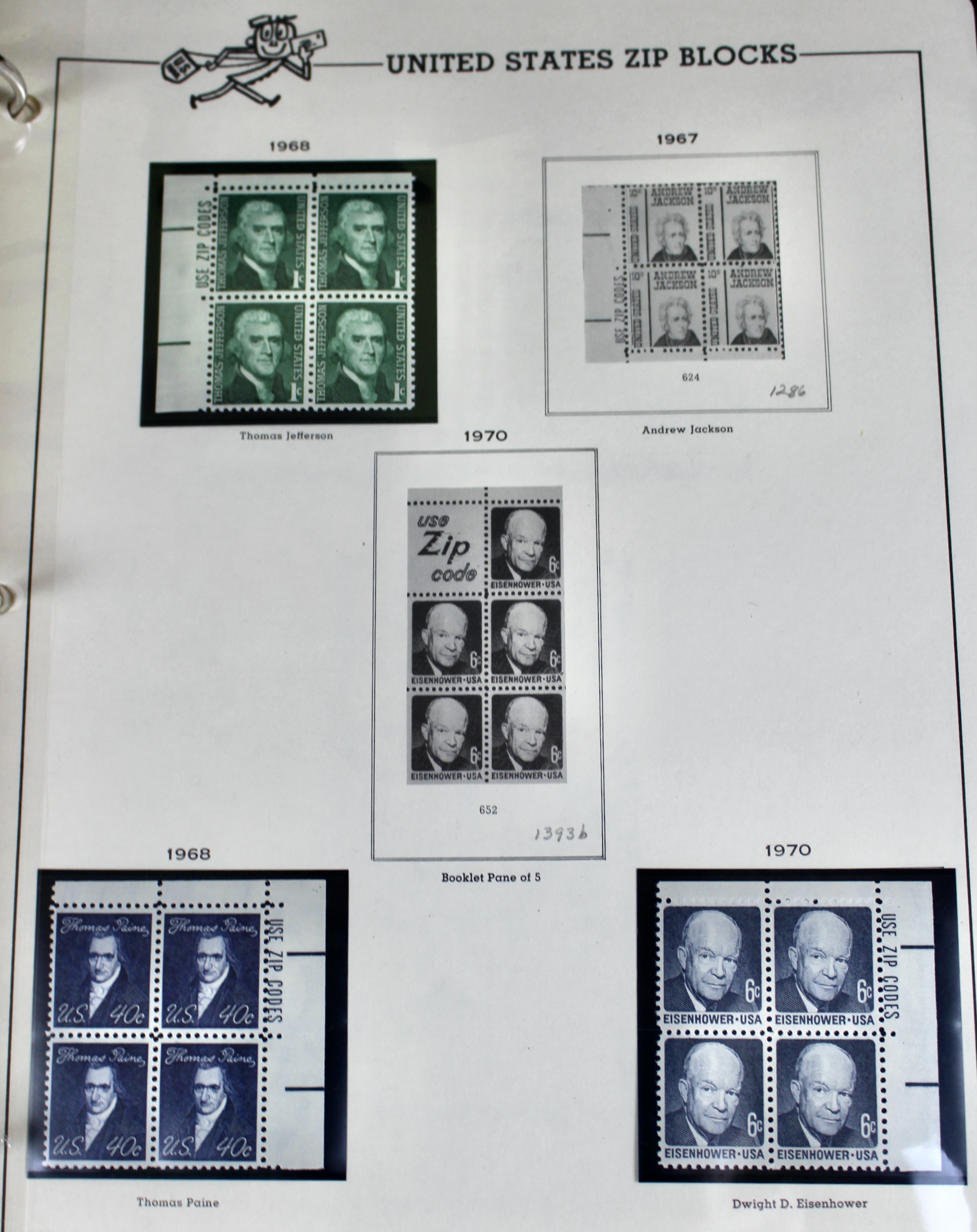Over 200 U.S. Postage Stamp Zip Blocks in Two Volumes, 1964 to 1972 ...