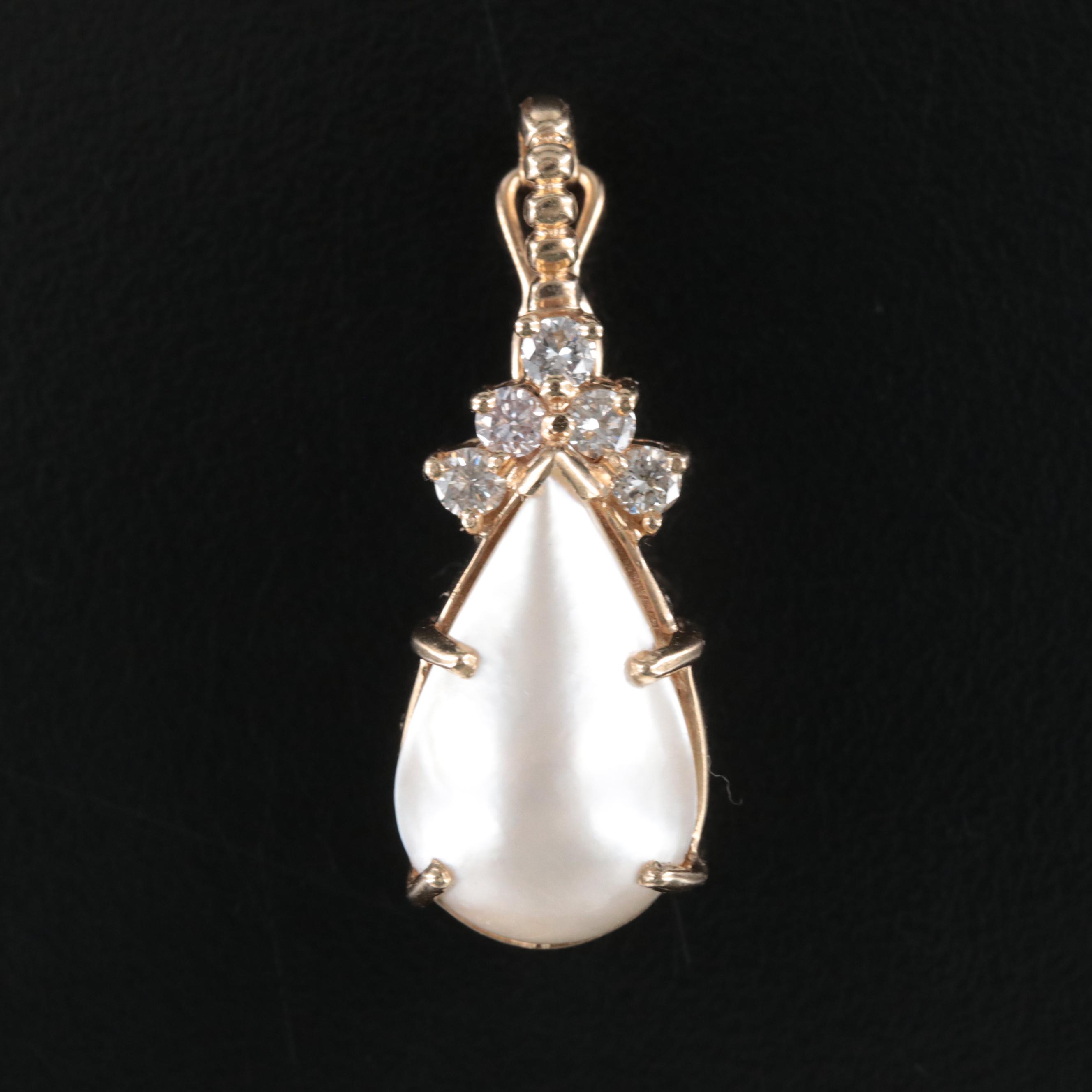 14K Pearl and Diamond Enhancer Pendant | Everything But The House