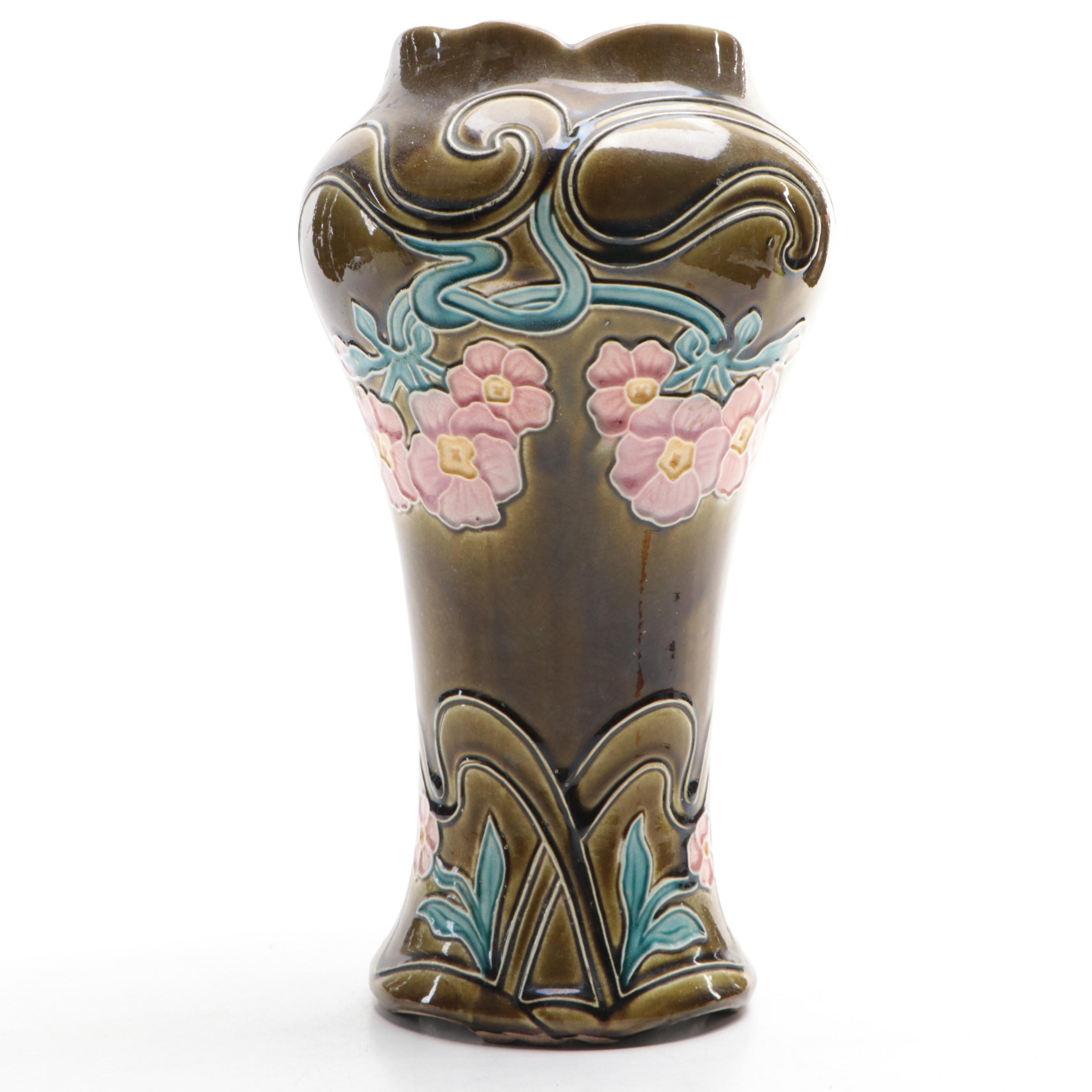 Gustave de Bruyn Fives Lille French Majolica Art Nouveau Vase ...