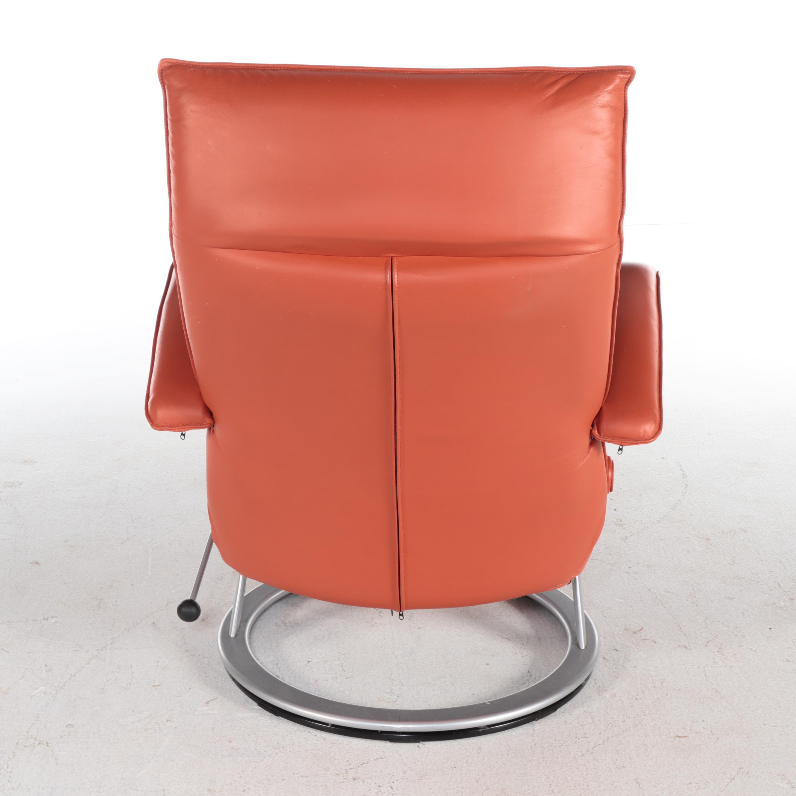 Lafer Modernist Style Leather Swivel Recliner | EBTH
