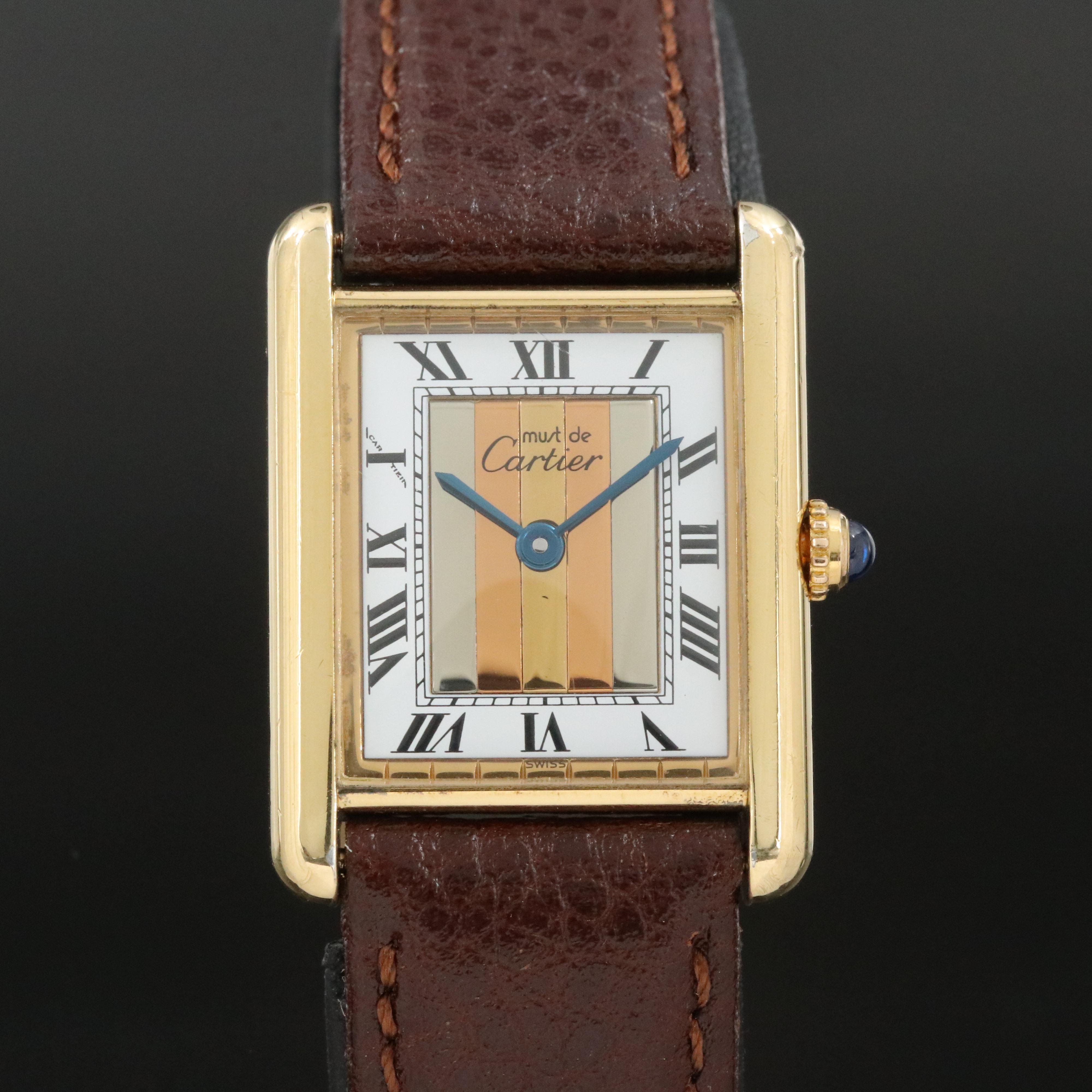 Cartier Must de Tank Vermeil Trinity Dial Wristwatch | Everything But ...