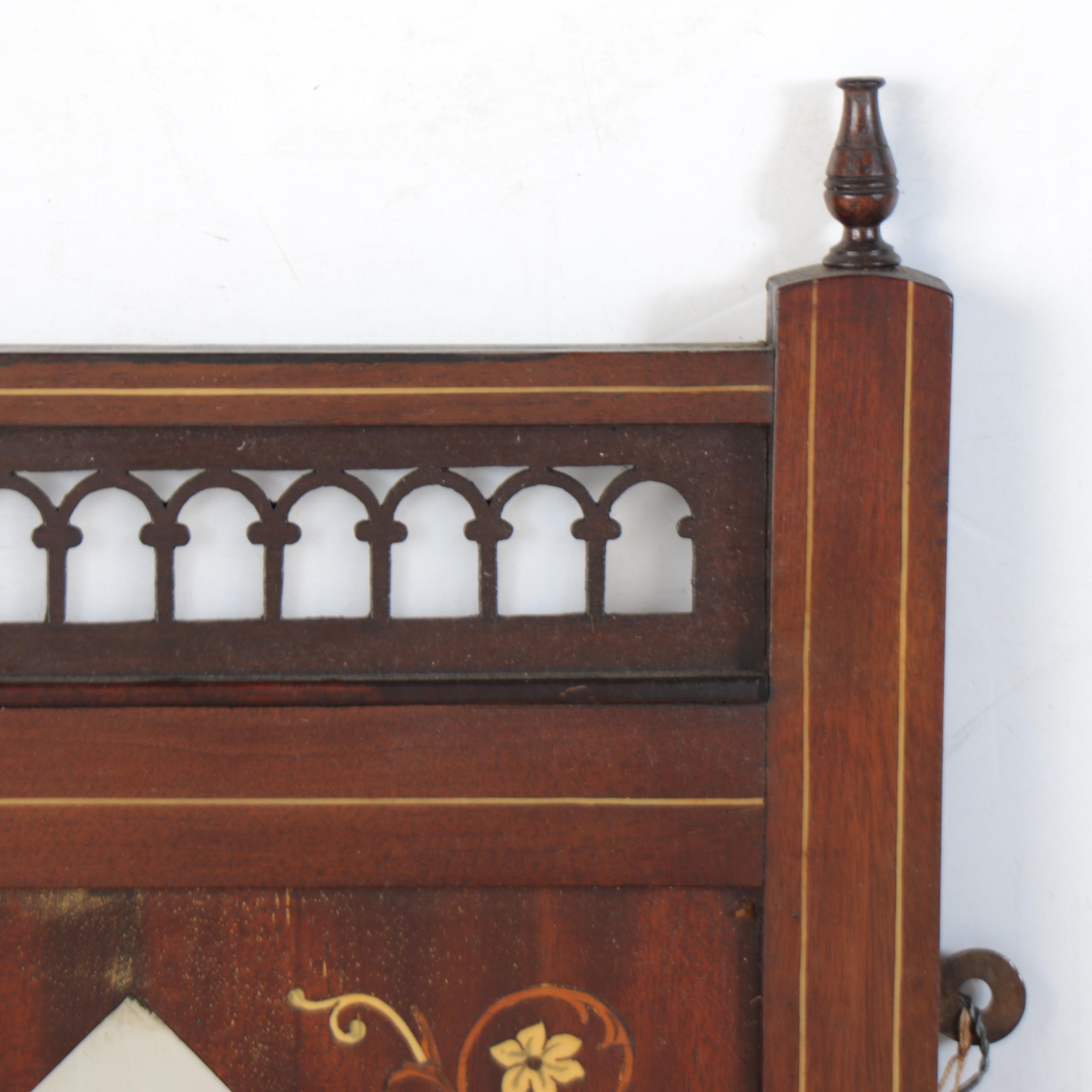 Pair of Edwardian Style Mahogany Inlay Mirrors with Shelves, Early 20th ...