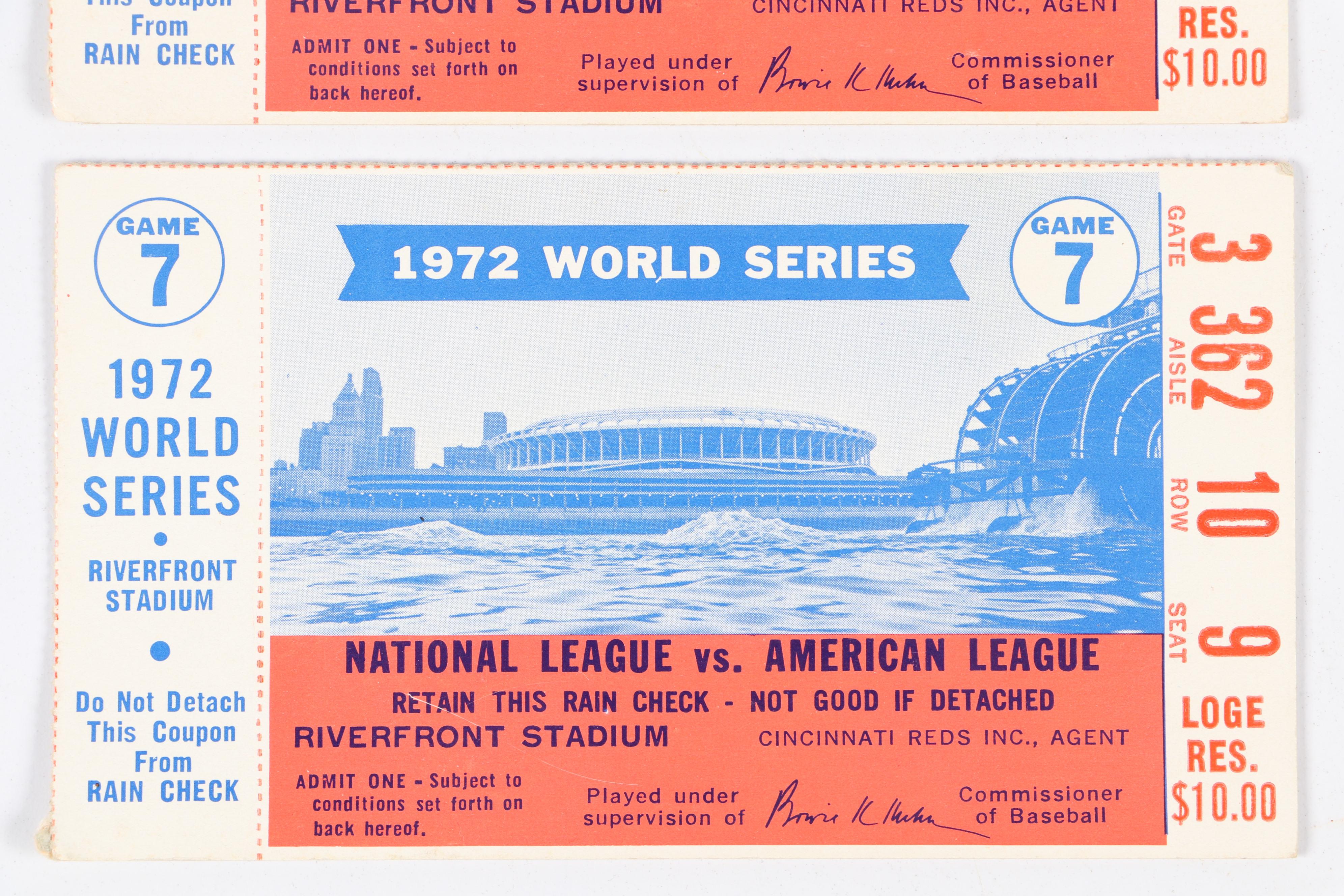 1972 World Series Game 7 Cincinnati Reds Riverfront Stadium Ticket ...