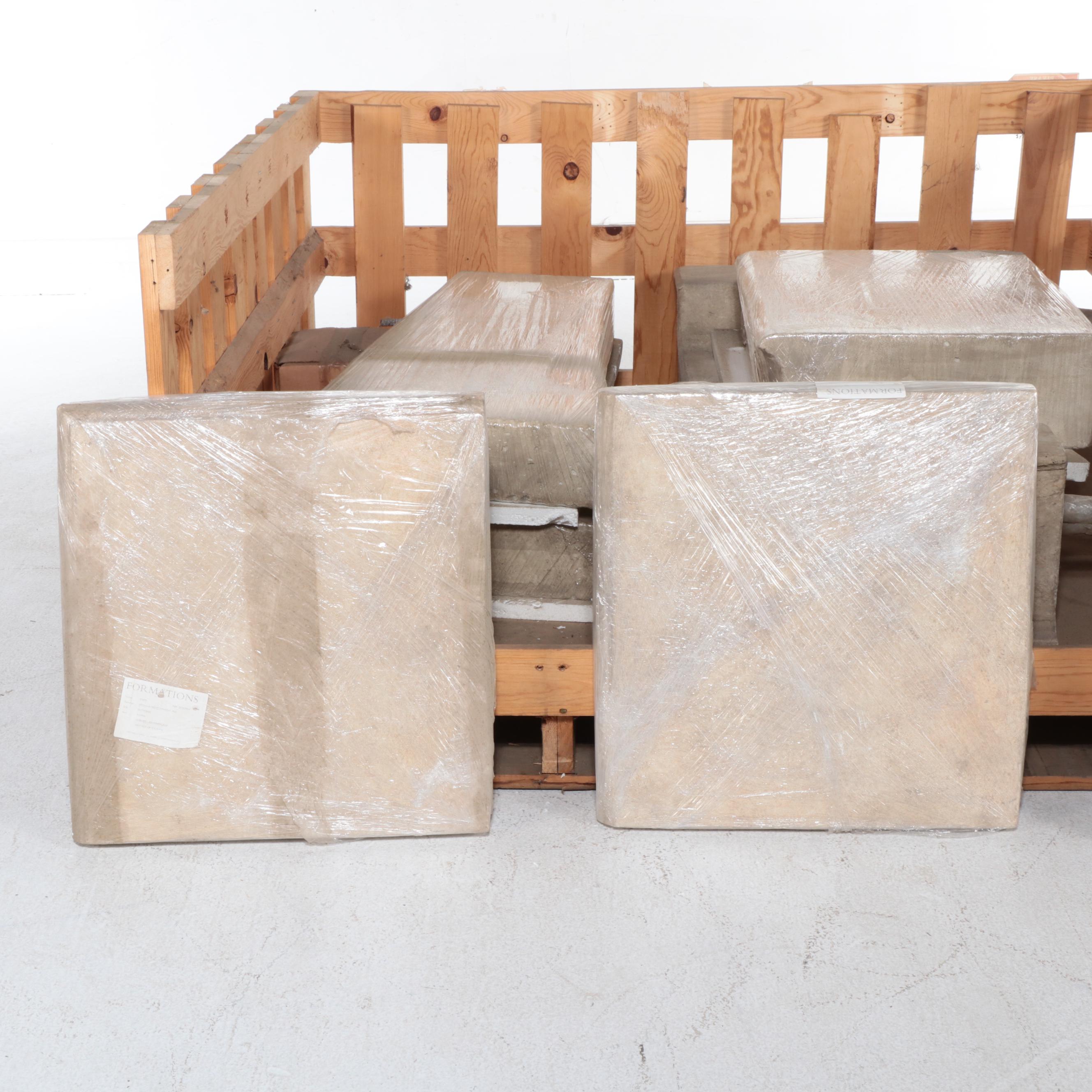 Formations Curved Leg Cast Stone Fireplace | EBTH