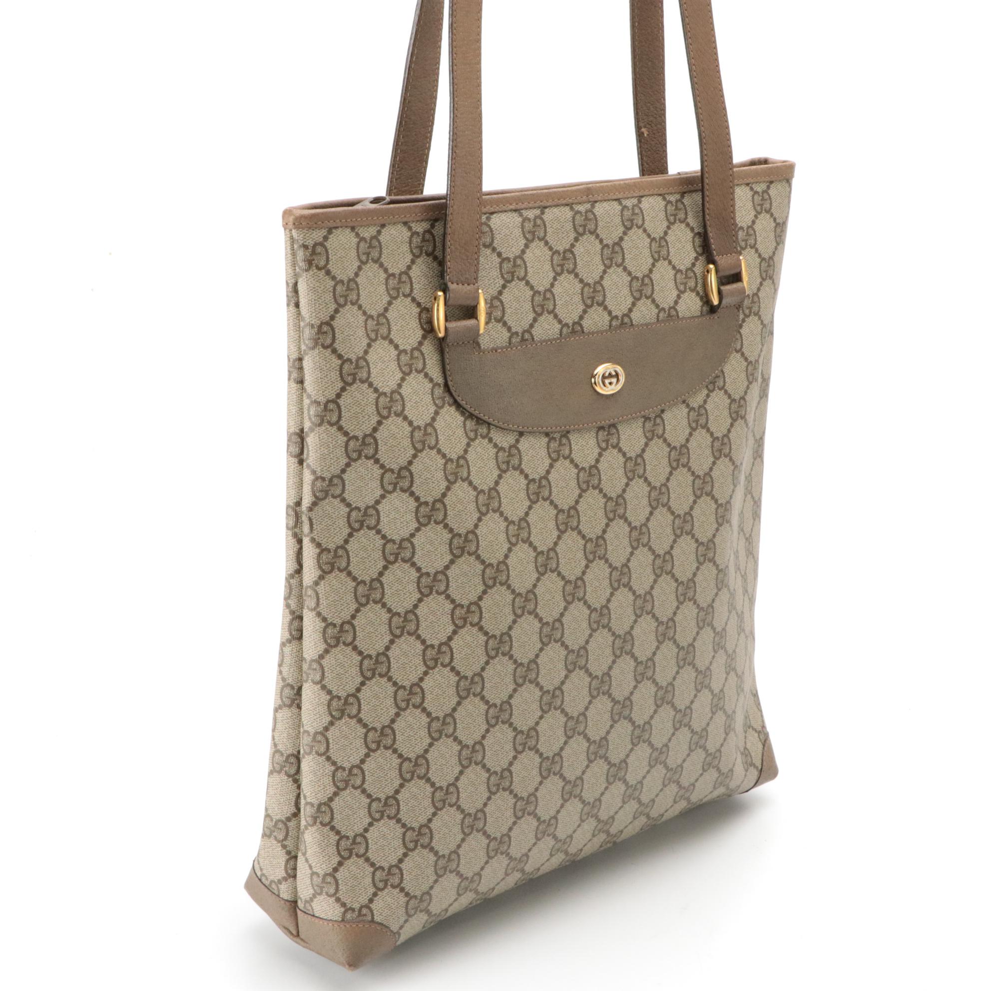 Gucci Accessory Collection GG Supreme Coated Canvas and Leather-Trimmed ...