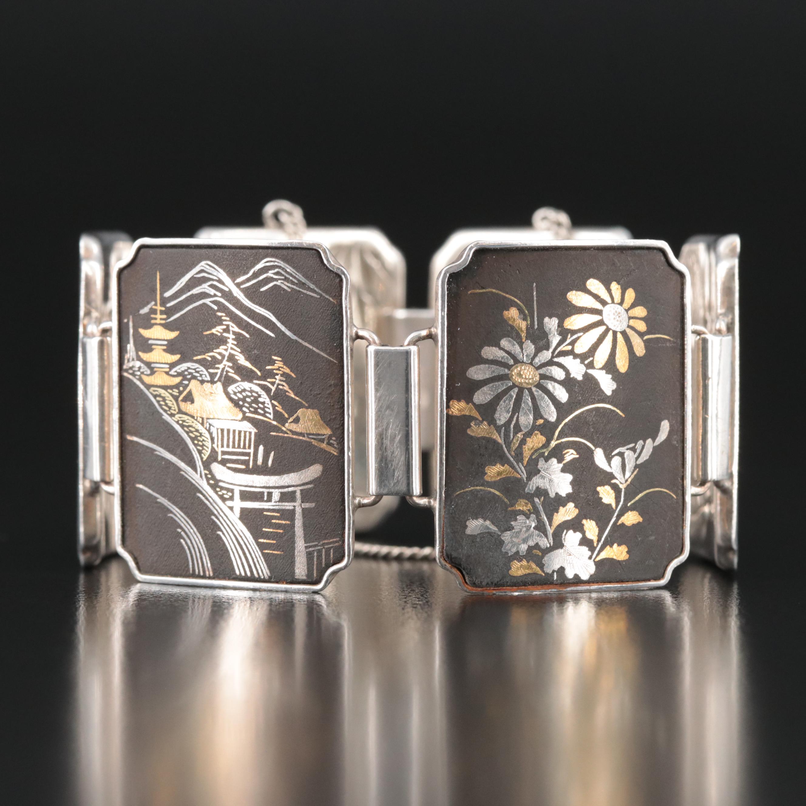 Amita Japanese Sterling Damascene Bracelet | Everything But The House