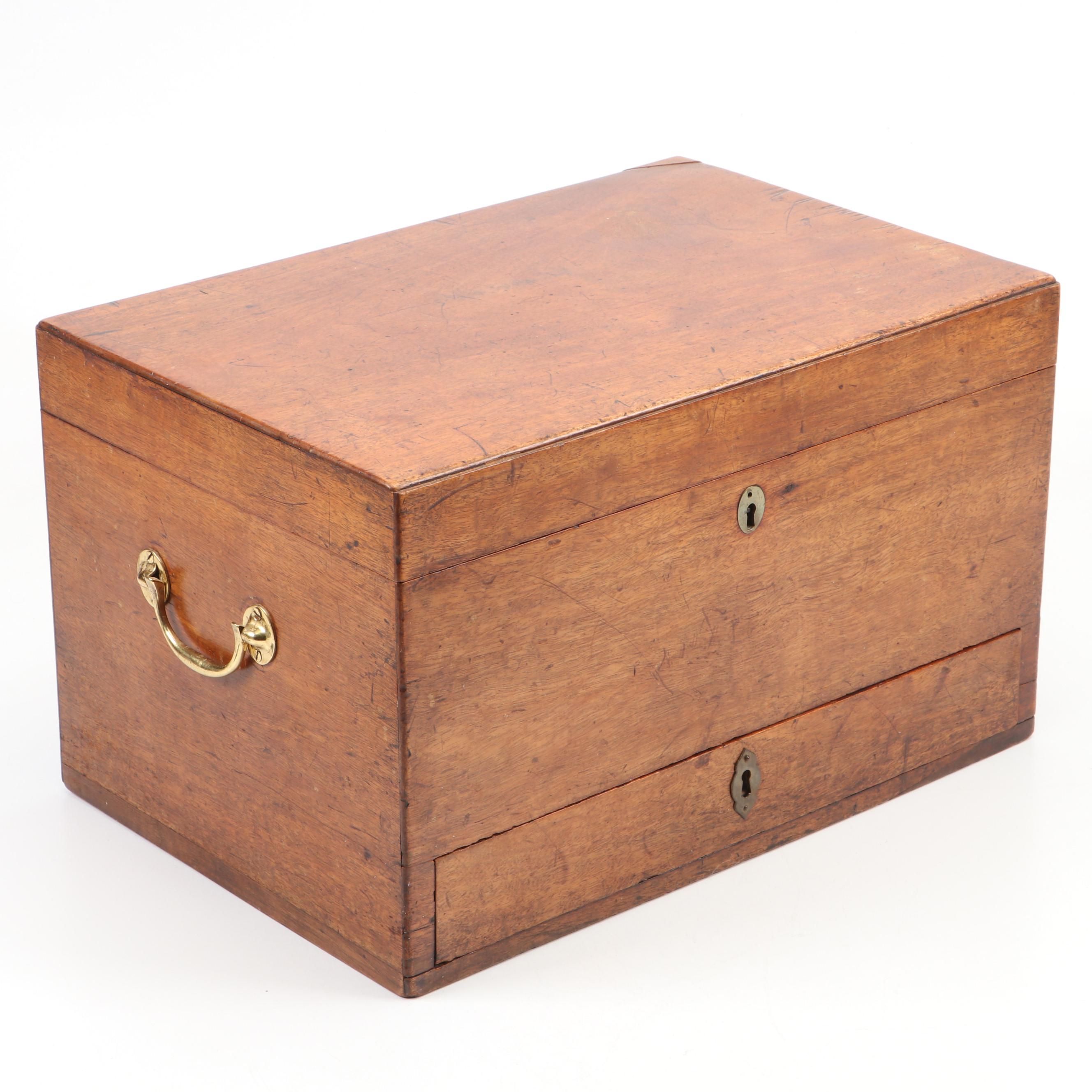 Finished Wood Compendium Box with Brass Handles | Everything But The House