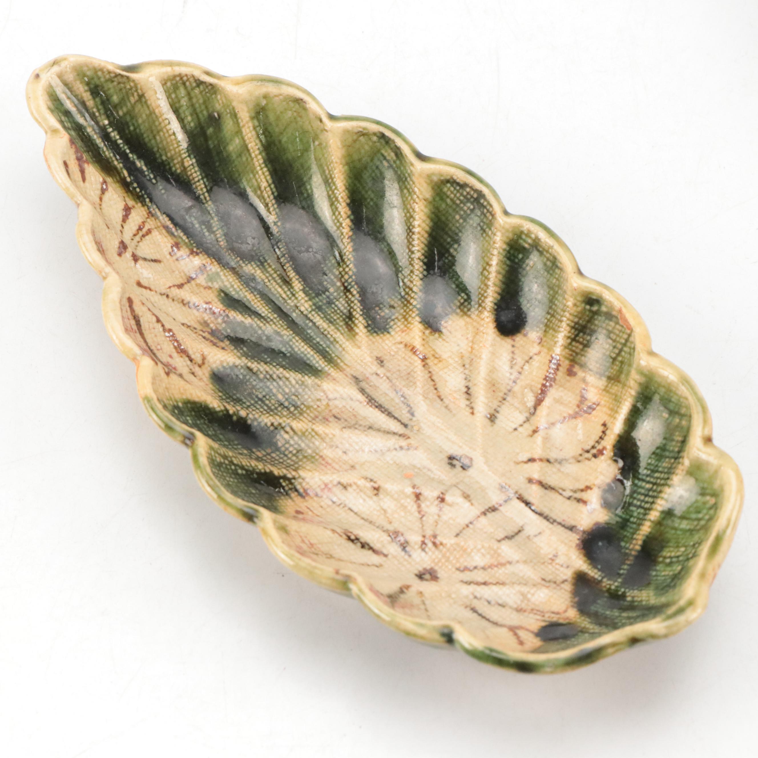 Japanese Oribe Pottery Leaf Dishes | Everything But The House