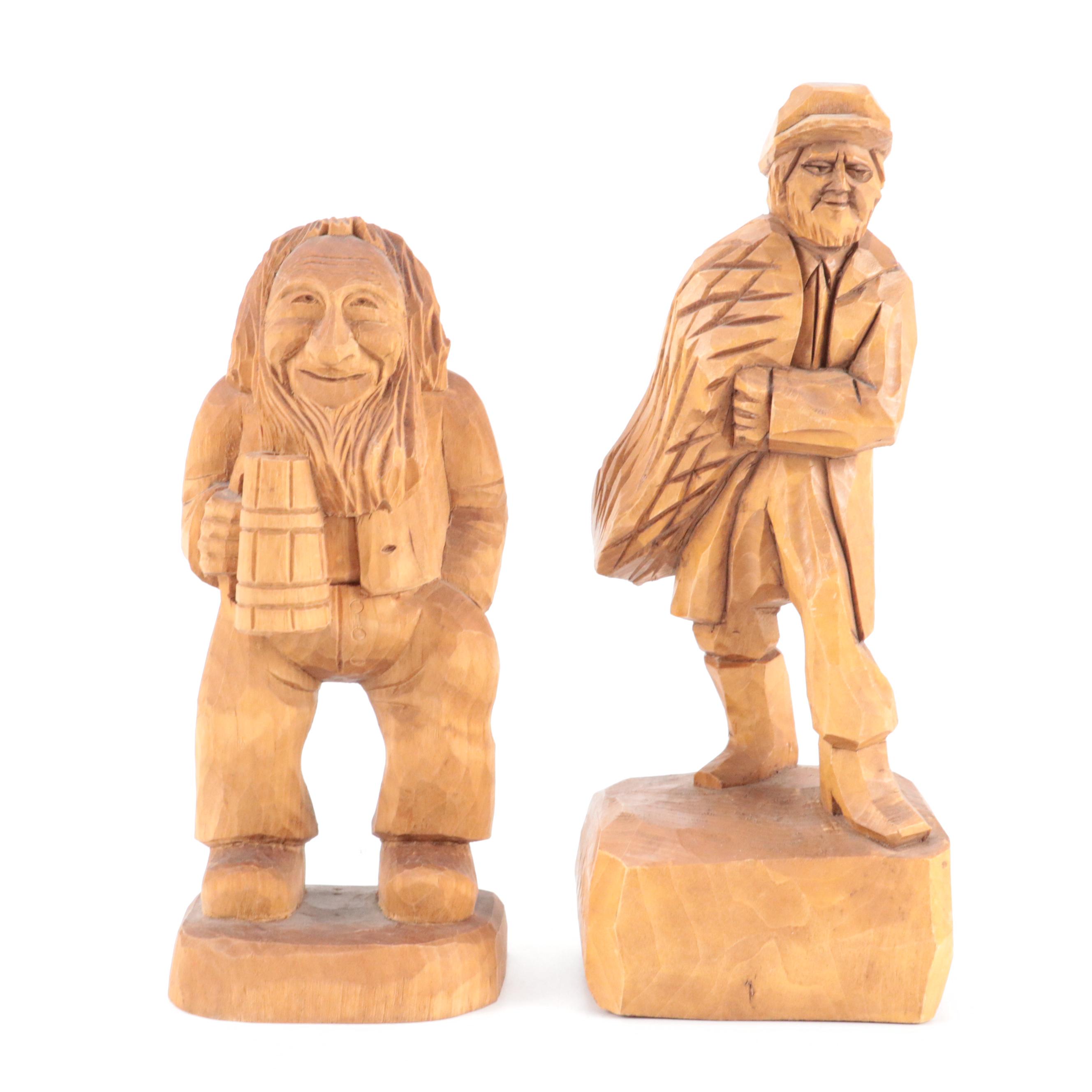 Hand-Carved Hornindal Troll with V. Fortin Folk Art Wood Figurine | EBTH