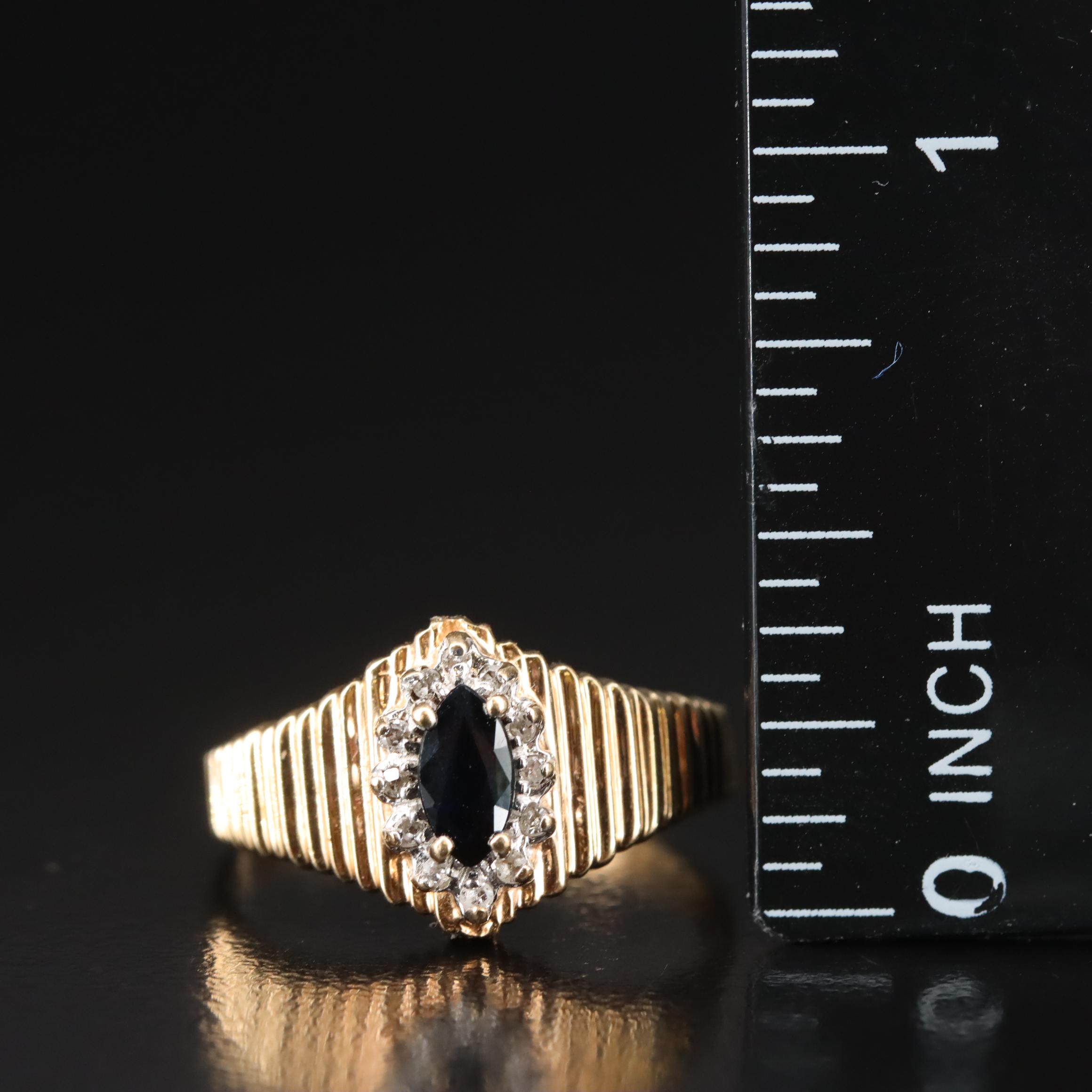 10K Sapphire and Diamond Fluted Ring | Everything But The House