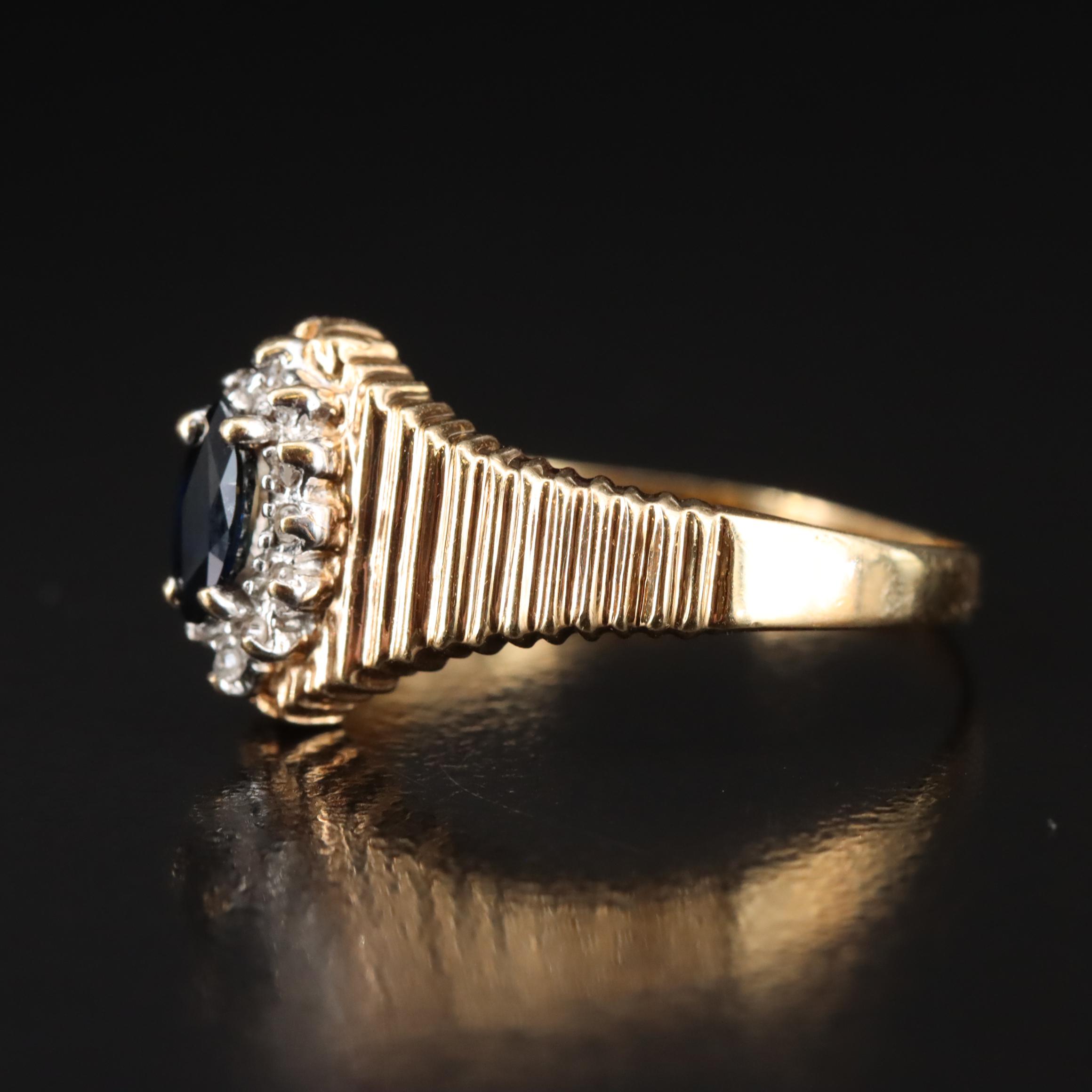 10K Sapphire and Diamond Fluted Ring | Everything But The House