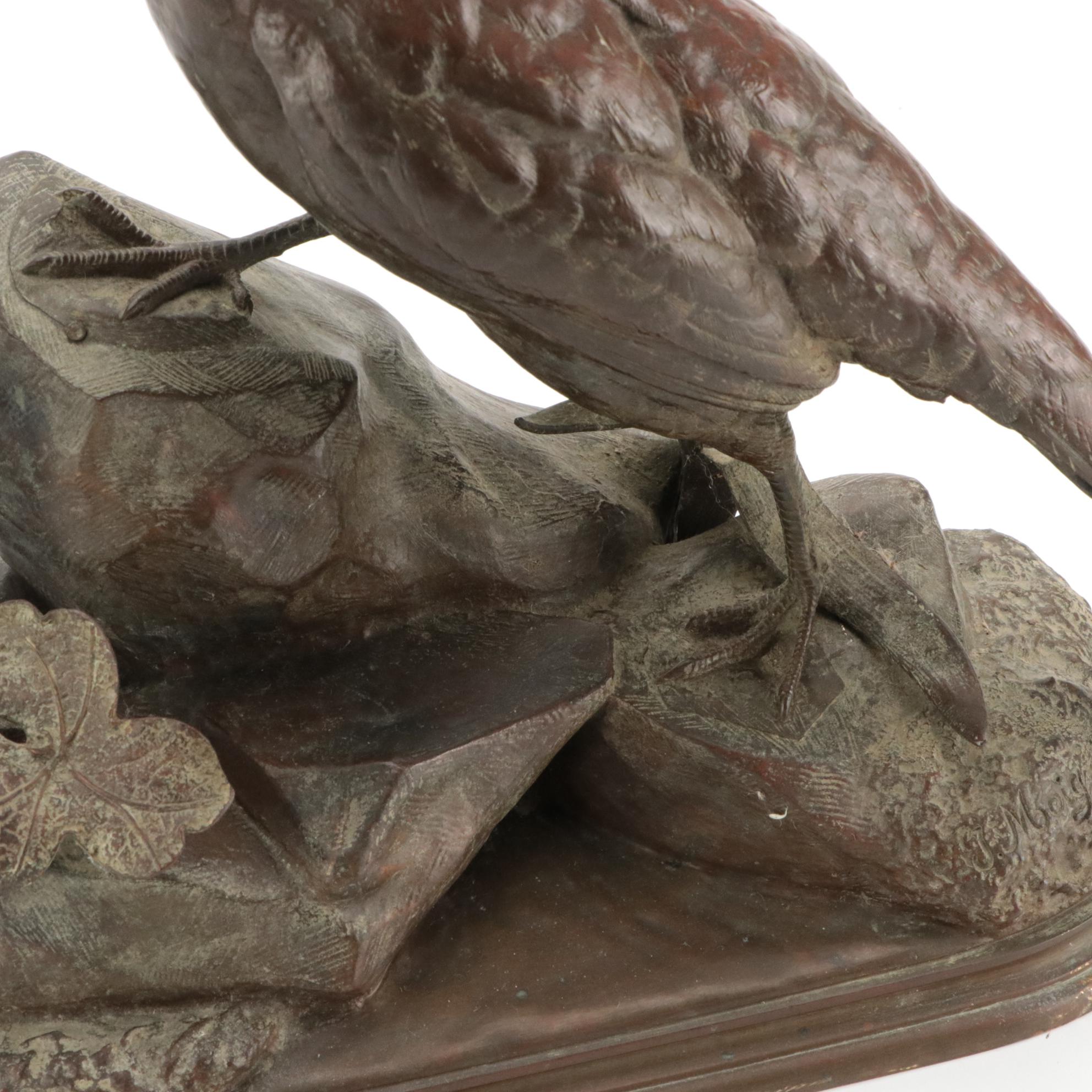Cast Bronze Sculpture After Jules Moigniez of Perched Bird | EBTH