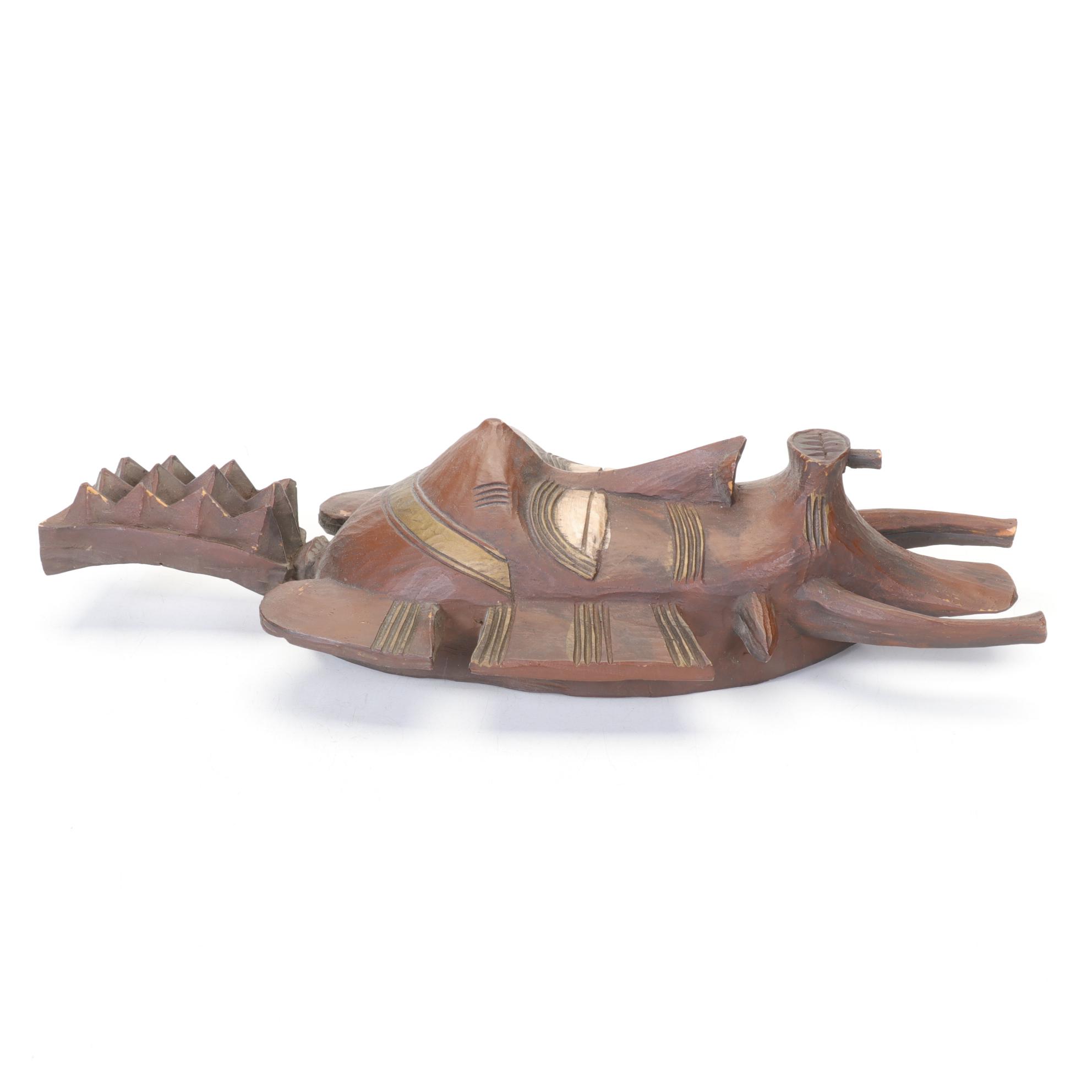 West African Fulani Hat and Carved Senufo Kpelie Mask | EBTH