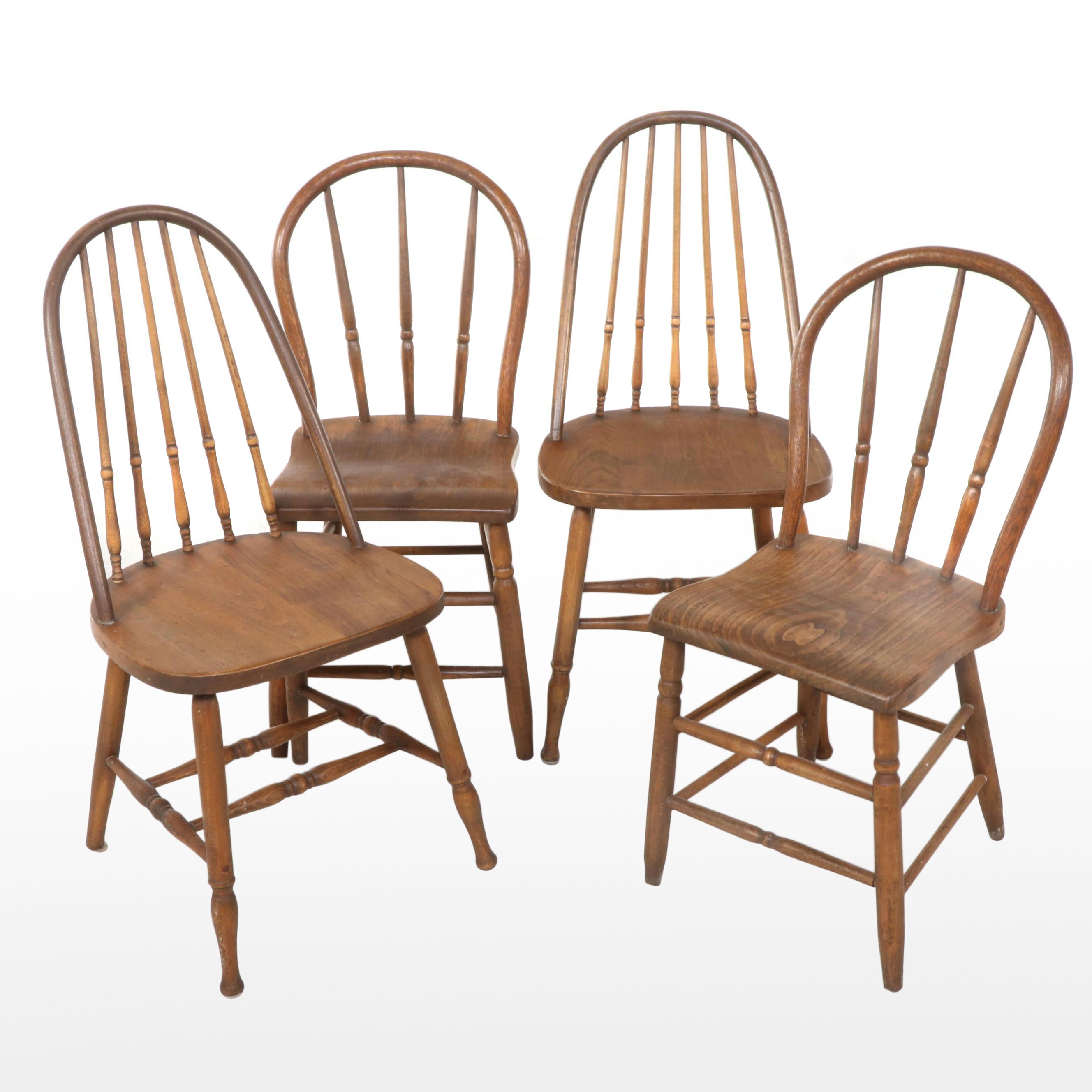Two Pairs of Colonial Revival Spindle-Back Side Chairs, Incl. Jake ...