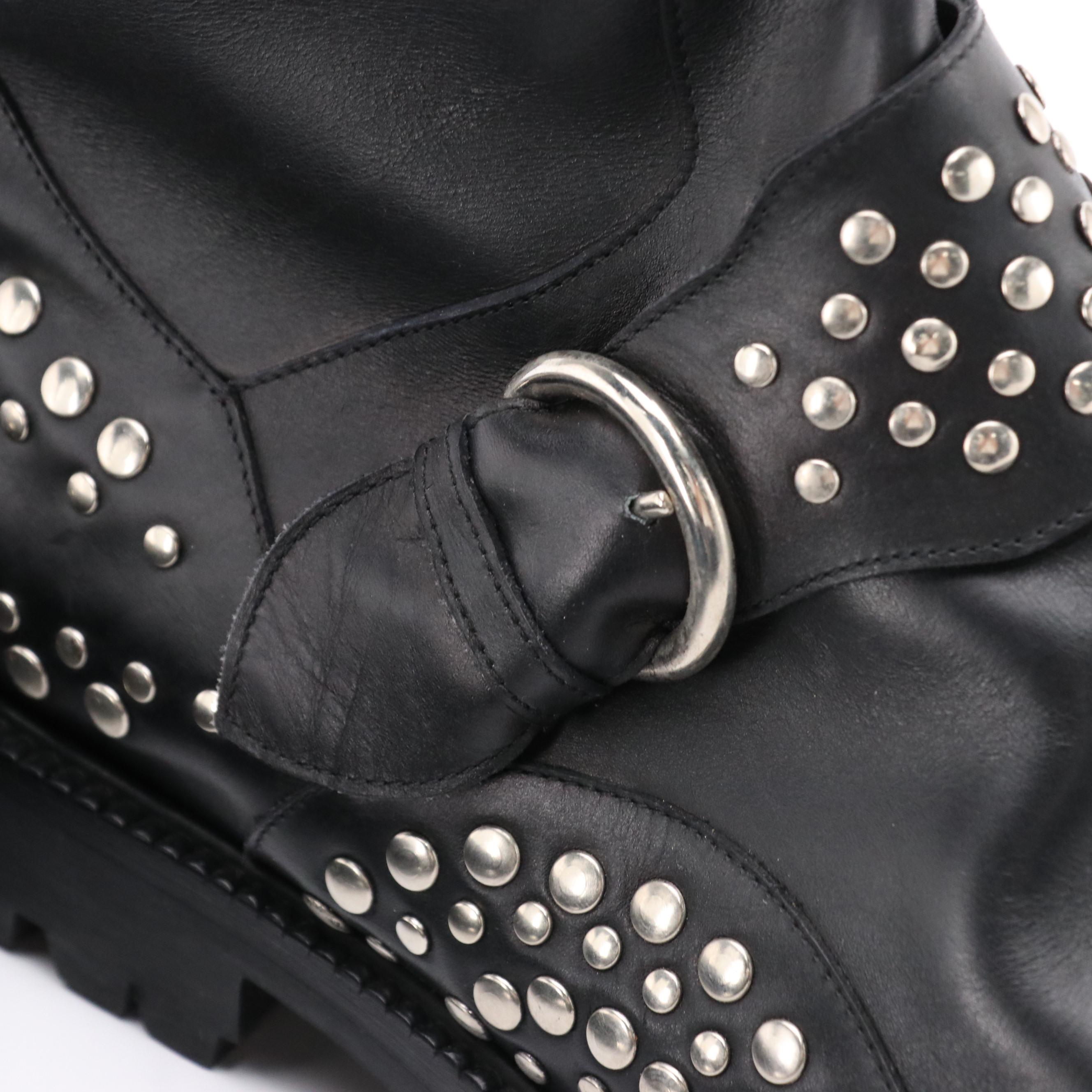 Warren Edwards Studded Black Leather Boots | Everything But The House
