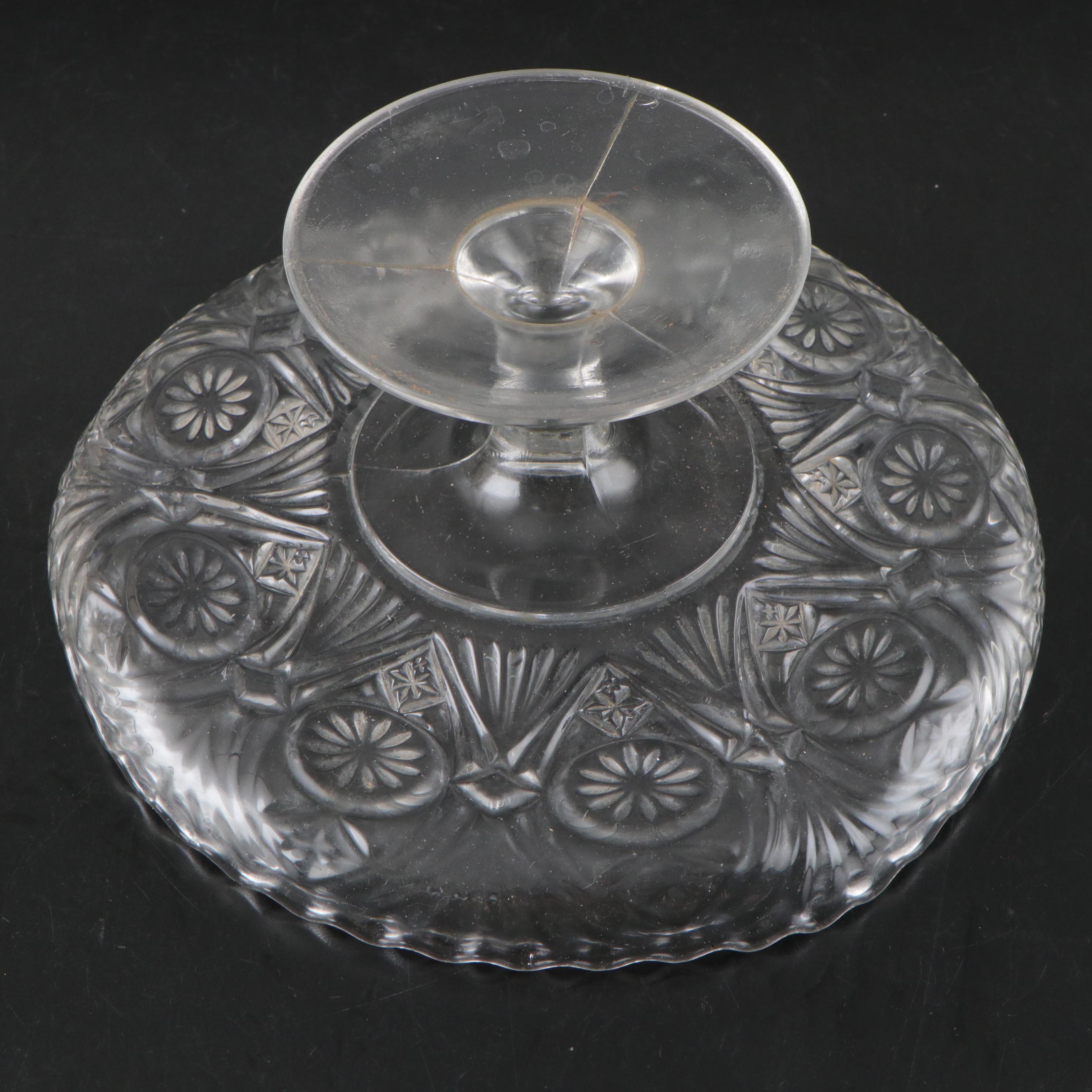 EAPG Cake Stand with Depression and Other Glass Serving Bowls ...