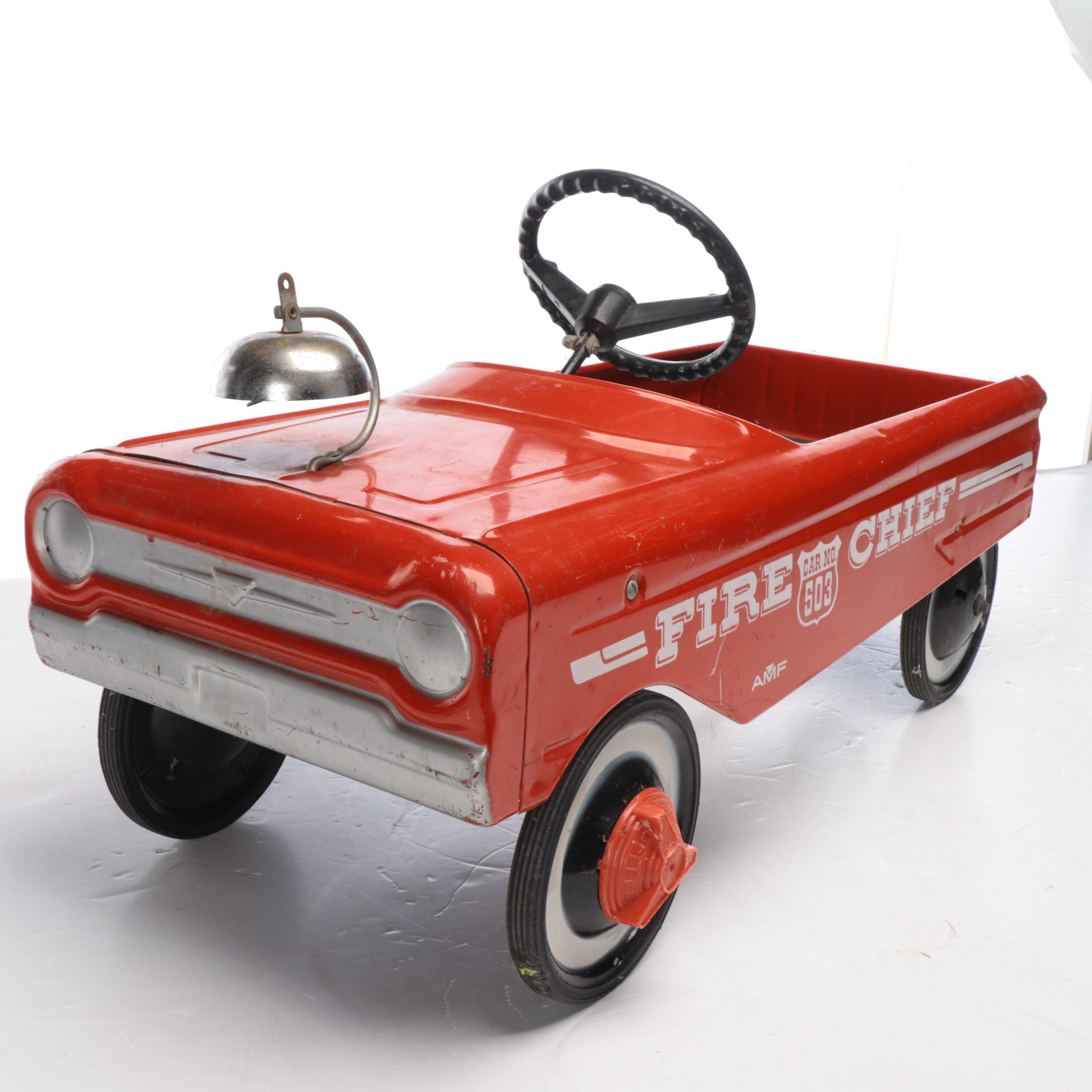 AMF Painted Metal Fire Truck Ride-On-Toy | Everything But The House