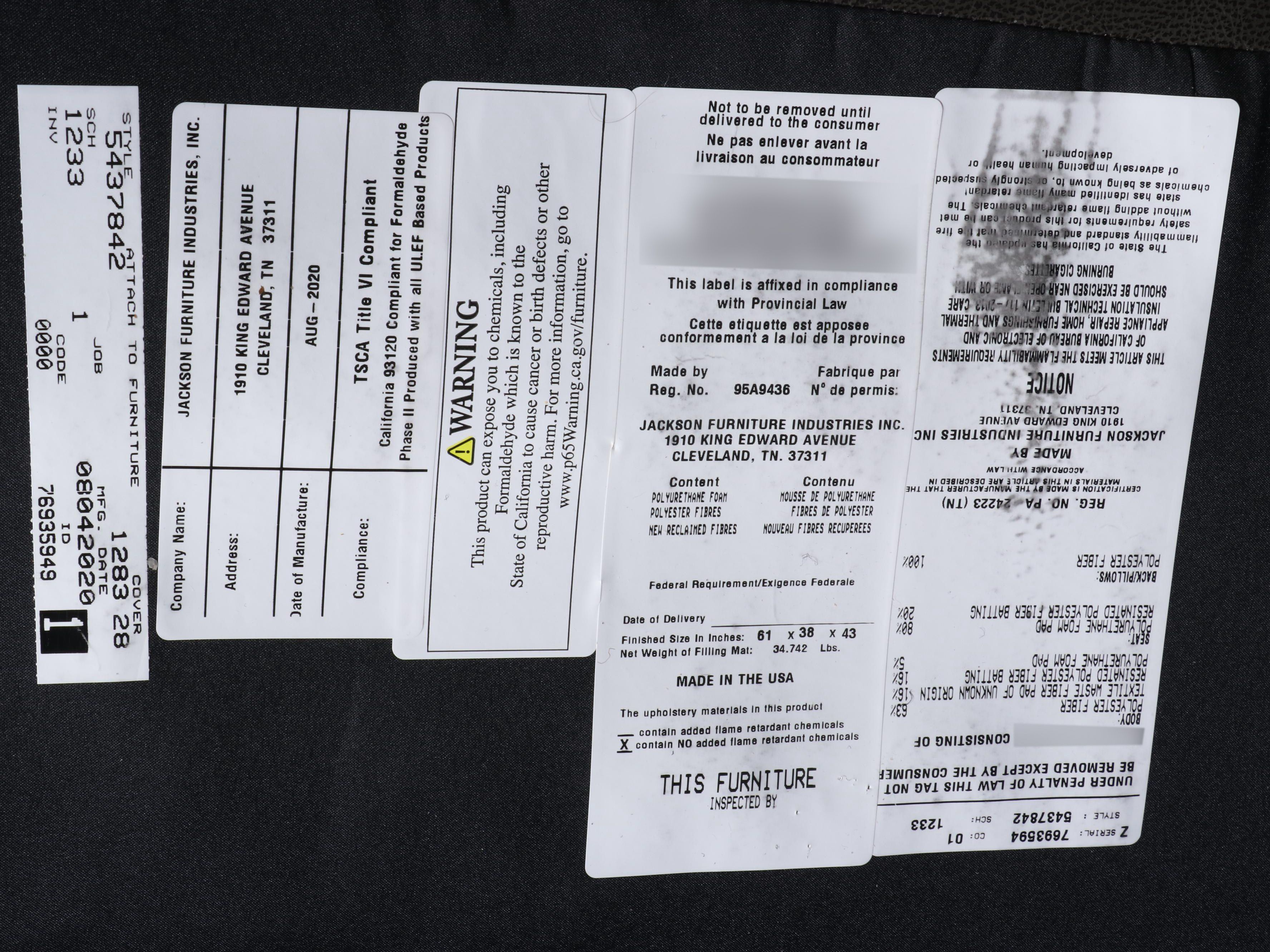 Jackson Furniture Industries Leather Modular Sofa with Ottoman ...