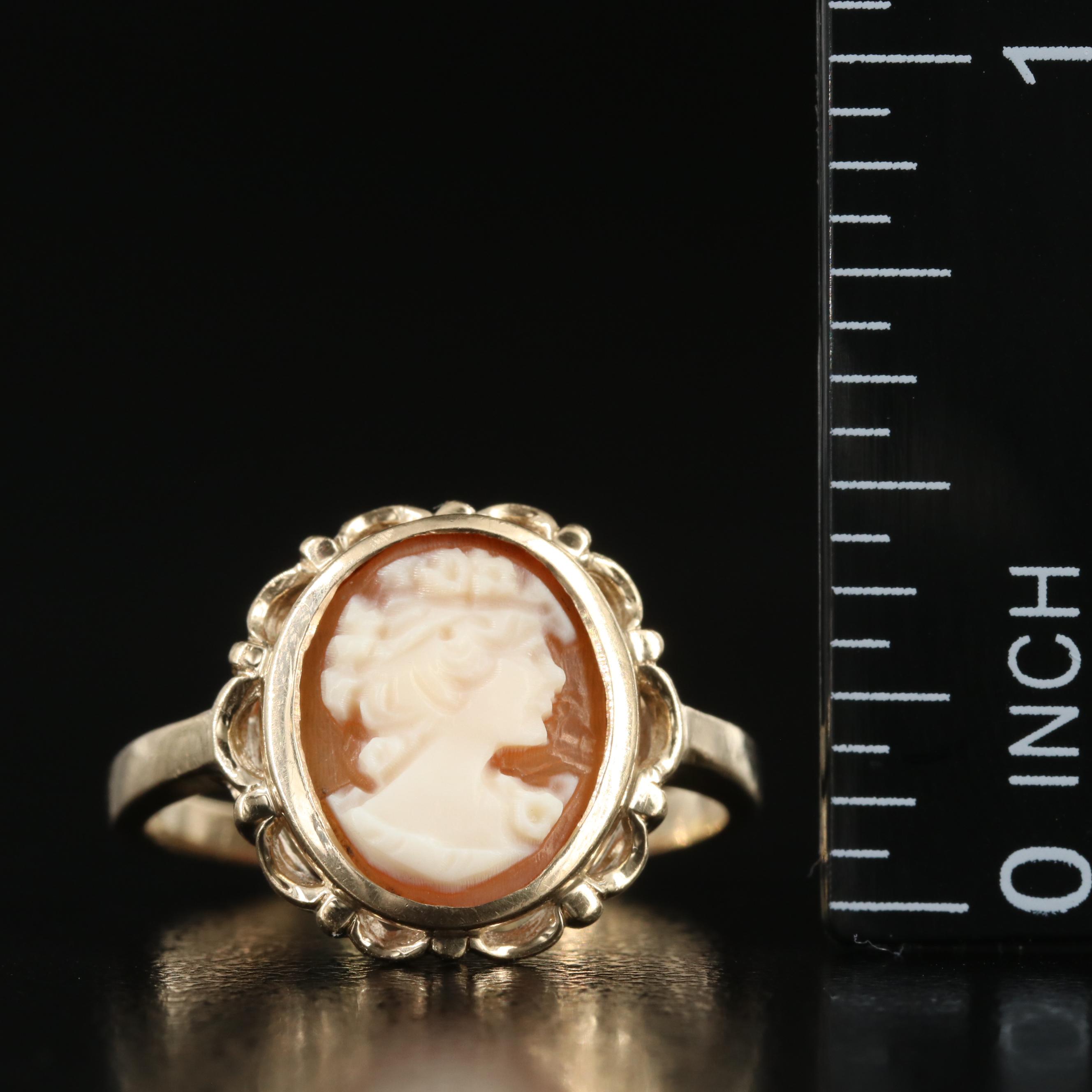 Vintage 10K Shell Cameo Ring | Everything But The House