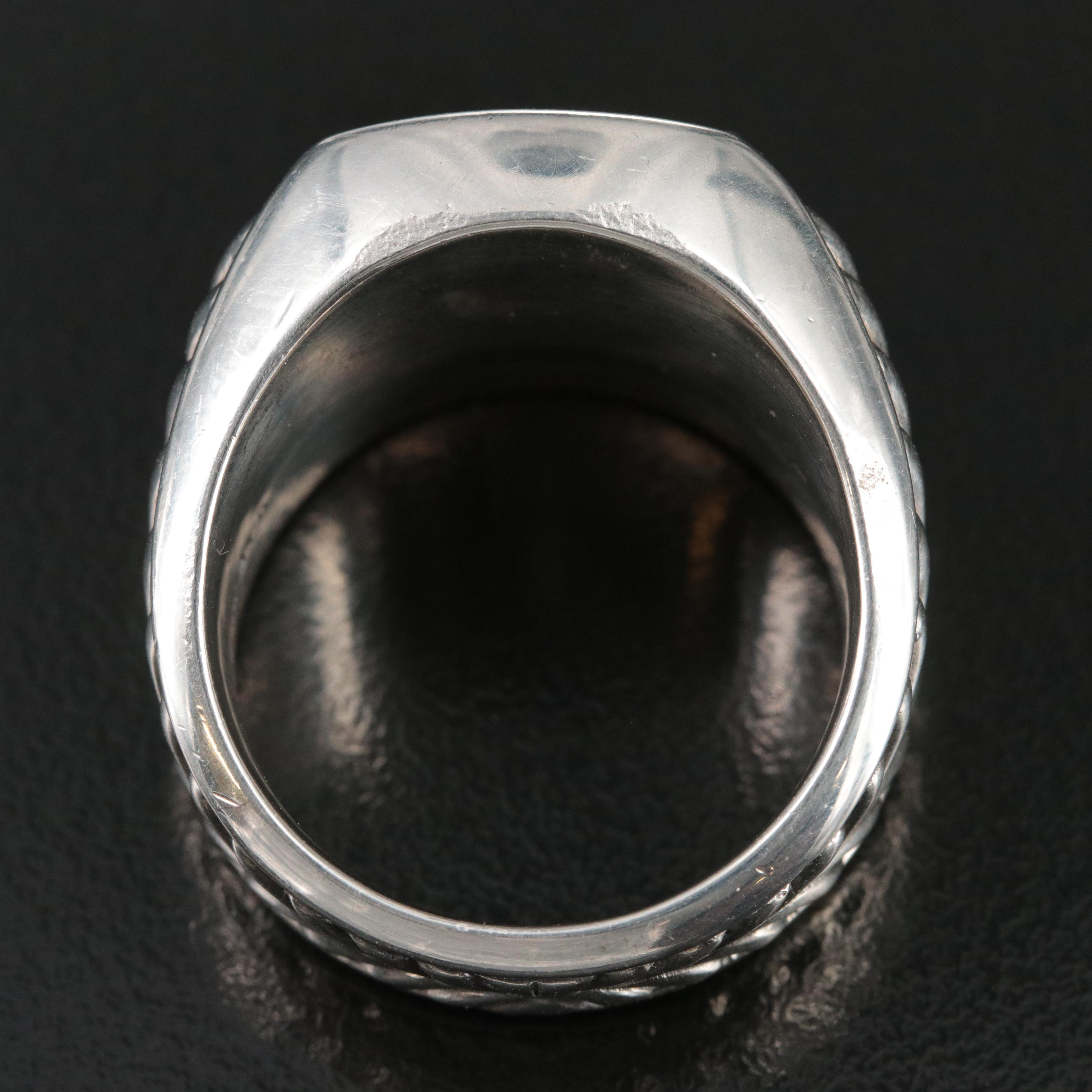 David Yurman Sterling and Fossilized Red Dinosaur Bone Signet Ring ...