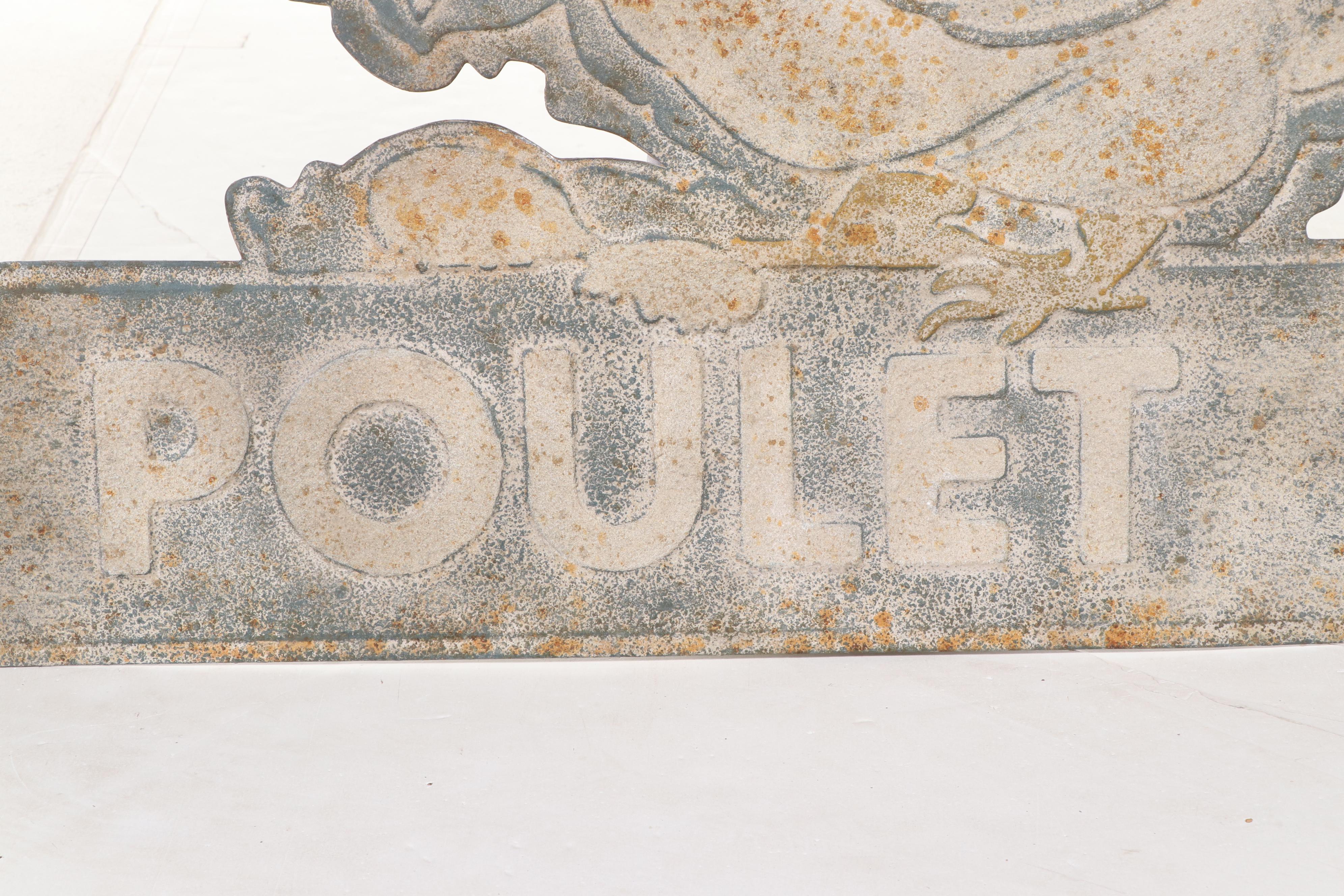 French Sheet Metal "Poulet" Chicken Advertising Sign | Everything But ...
