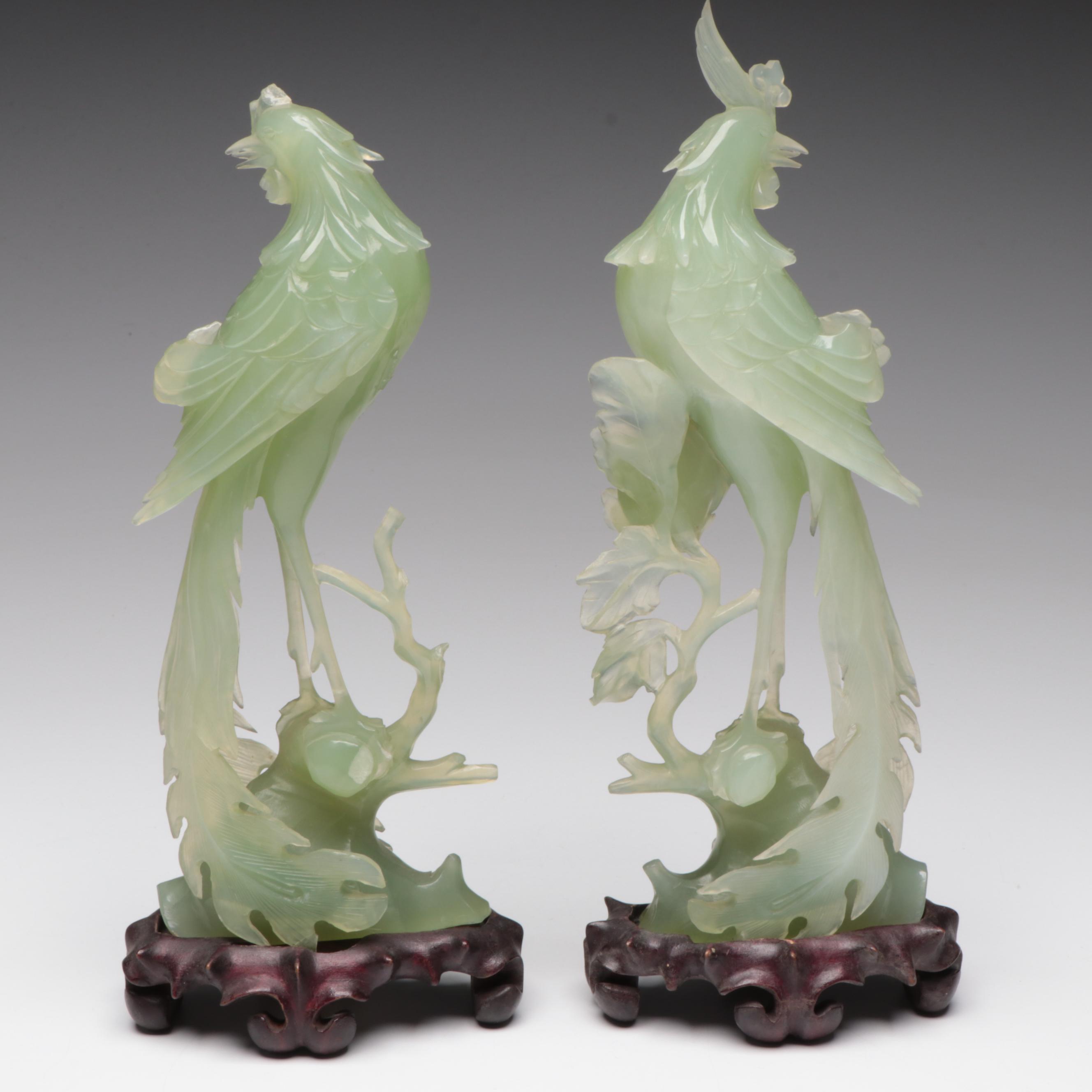 Chinese Carved Serpentine Phoenixes | Everything But The House
