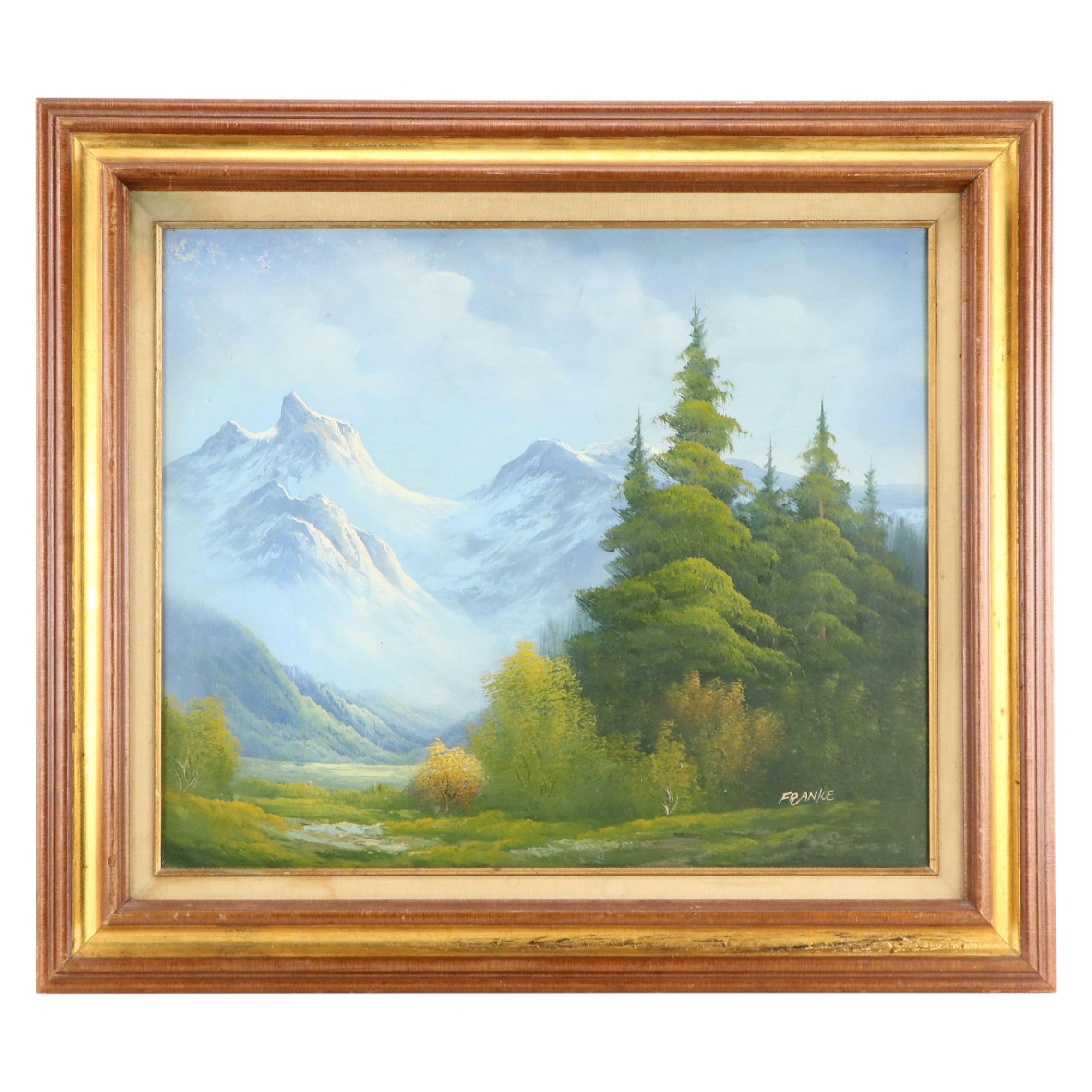 Franke Idyllic Landscape Oil Painting, Circa 1970 | Everything But The ...